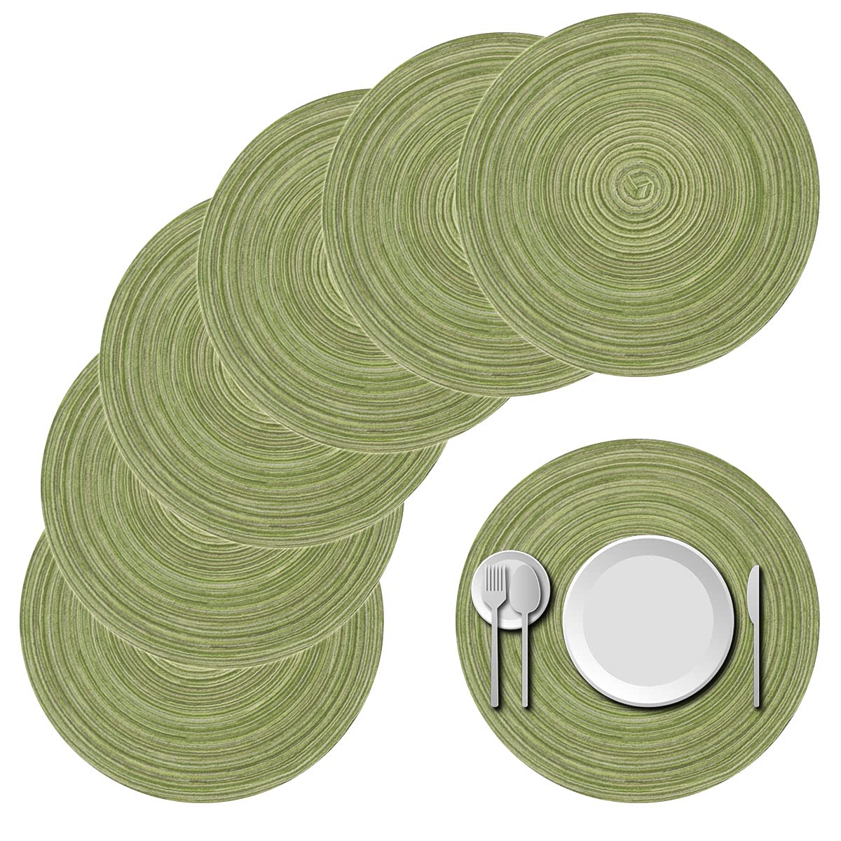Amazon.com: unbanded Round Braided Placemats Set of 6, Cotton Round ...
