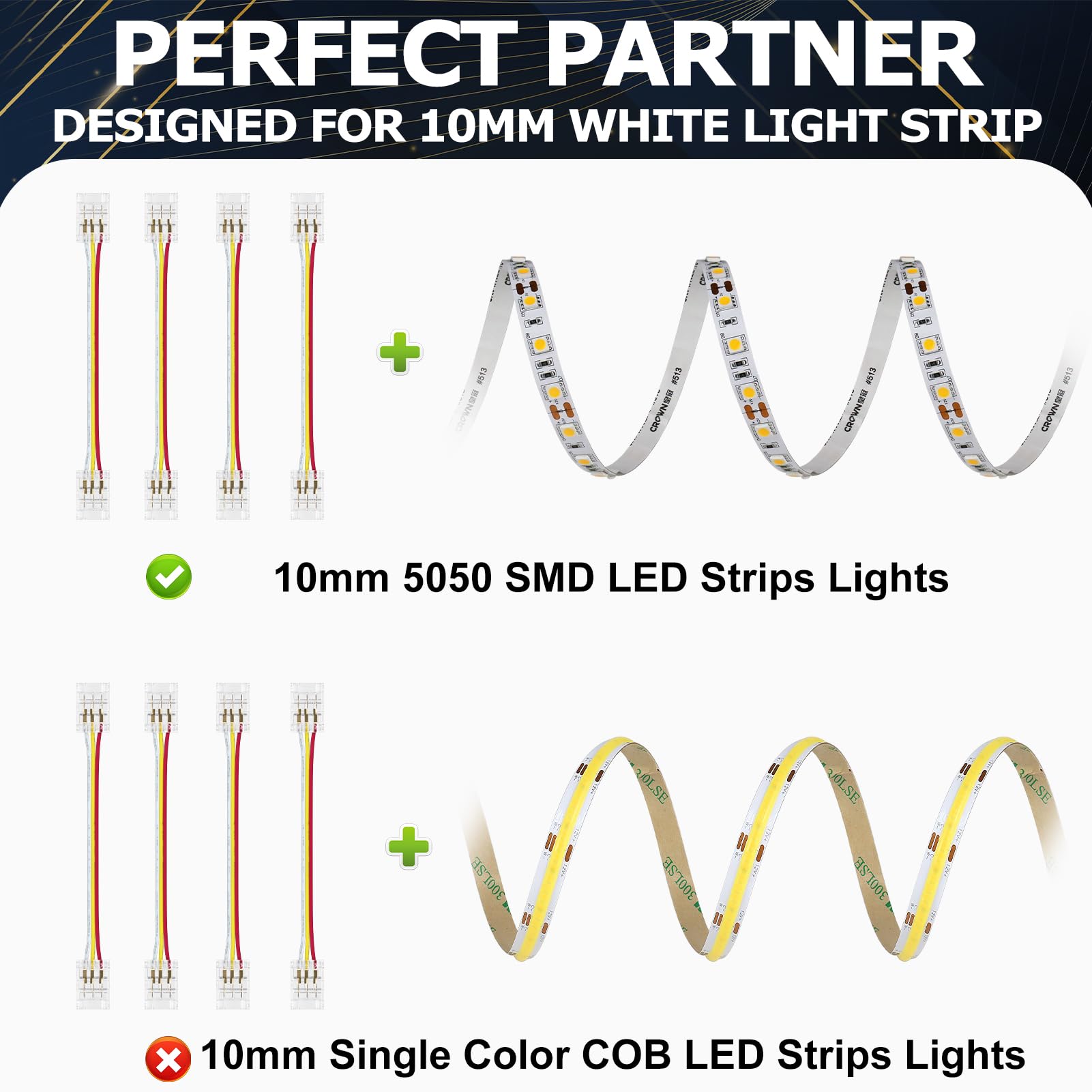 Snapklik.com : LED Connectors 3Pin 10mm, 10 PCS Jumper Connector ...