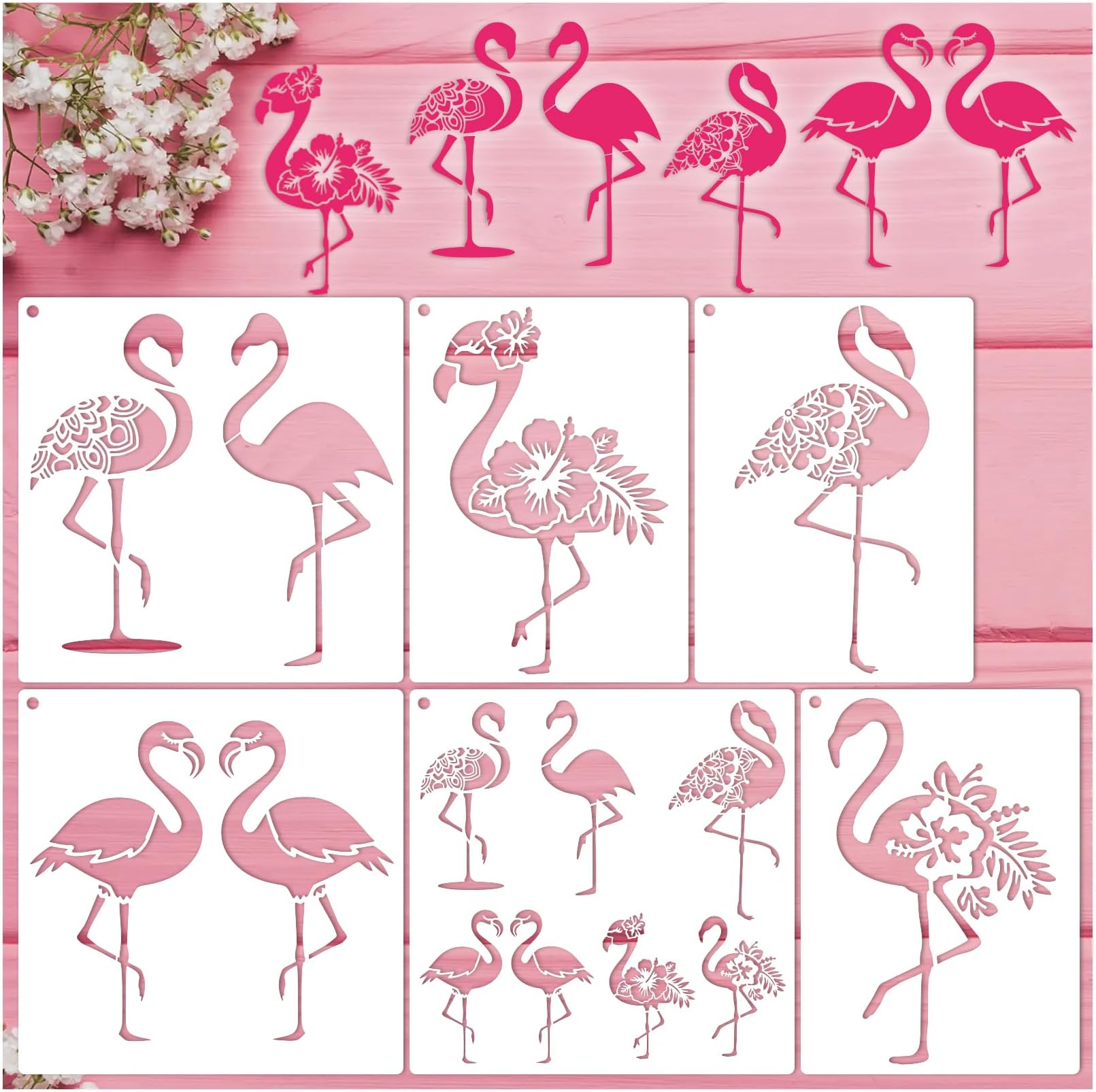 Amazon.com : Flamingo Stencils for Painting on Wood, Stencils for Crafts Reusable Wood Burning ...