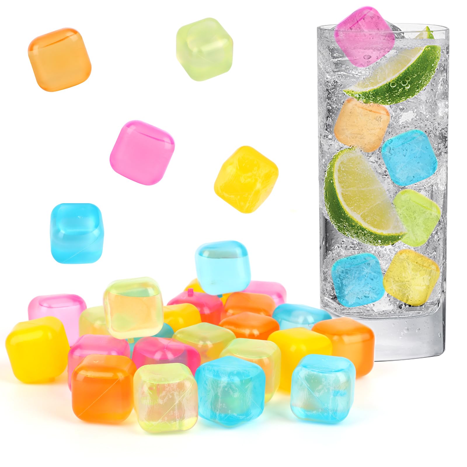 Reusable Plastic Ice Cubes 15 Piece Set Freezable Fruit Shape Reusable