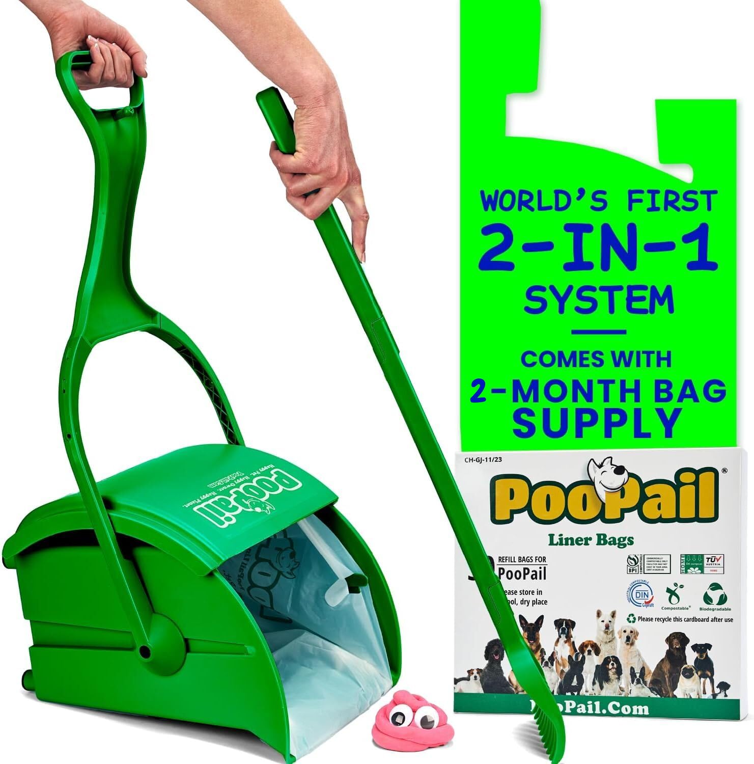 PooPail - Tall with Wheels, 2-in-1 Backyard Dog Poop Solution, Pooper ...