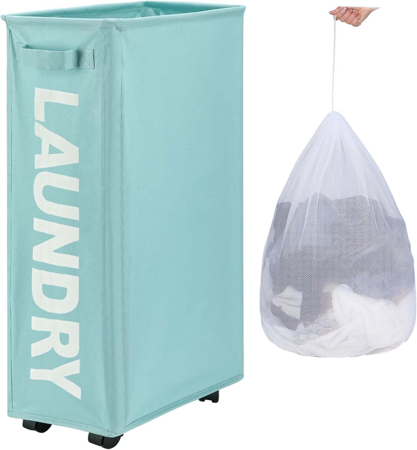 Amazon.com: Maxsilan 29"" Slim Rolling Laundry basket with Removable ...