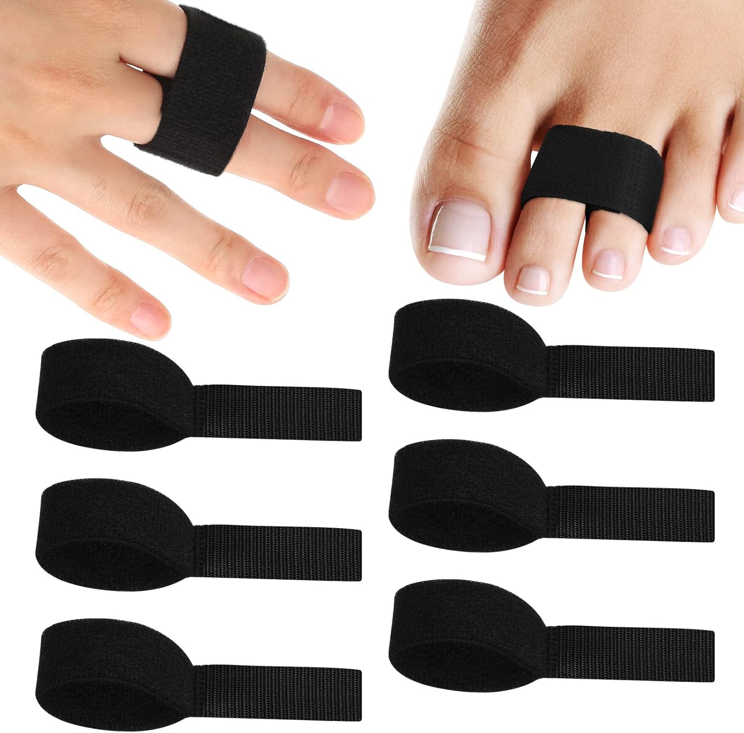 Nuanchu 6 Pieces Buddy Finger Wraps Fabric Finger Splint Toe Separators ...