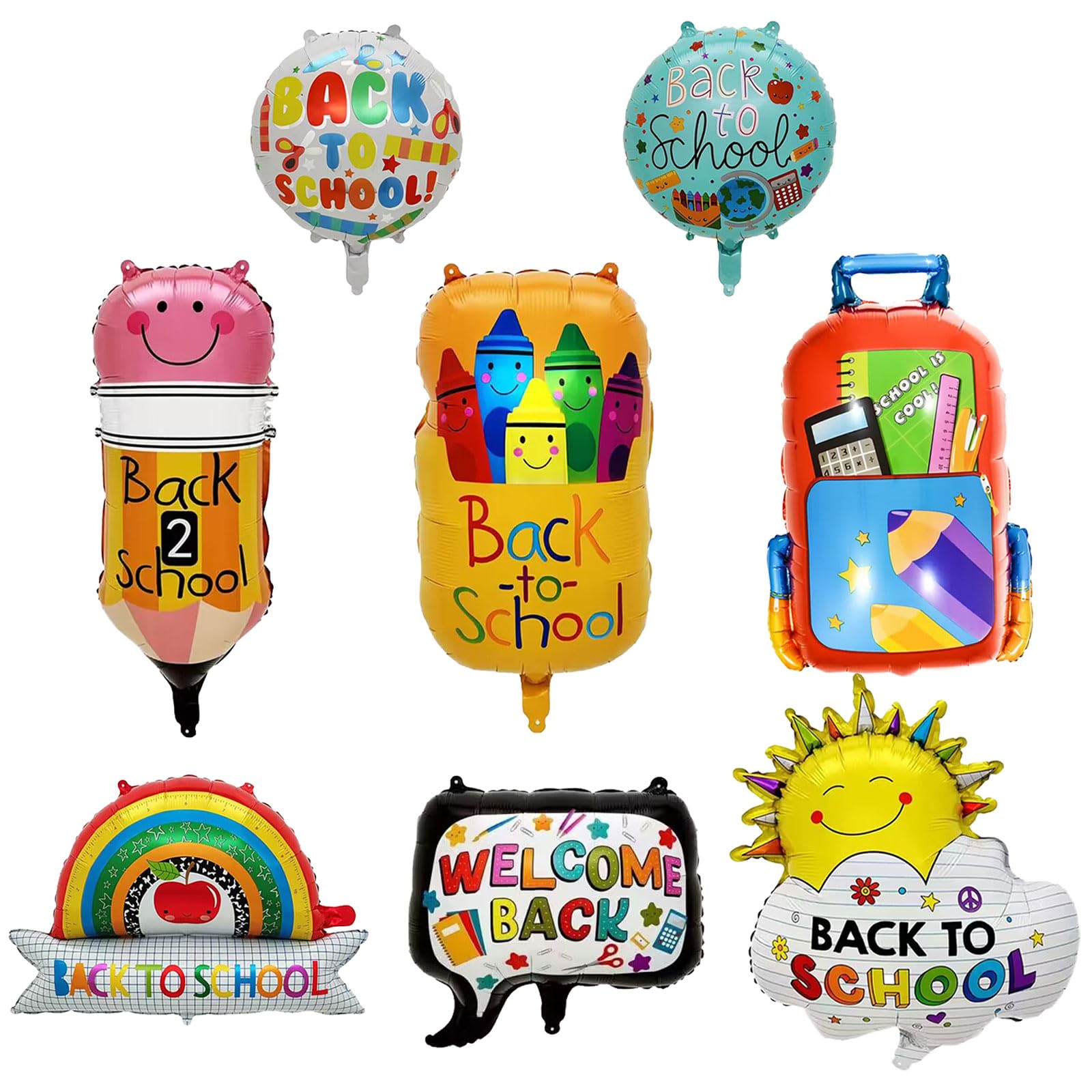 Snapklik.com : 8 Pcs Back To School Balloons Large School Bag Crayon ...