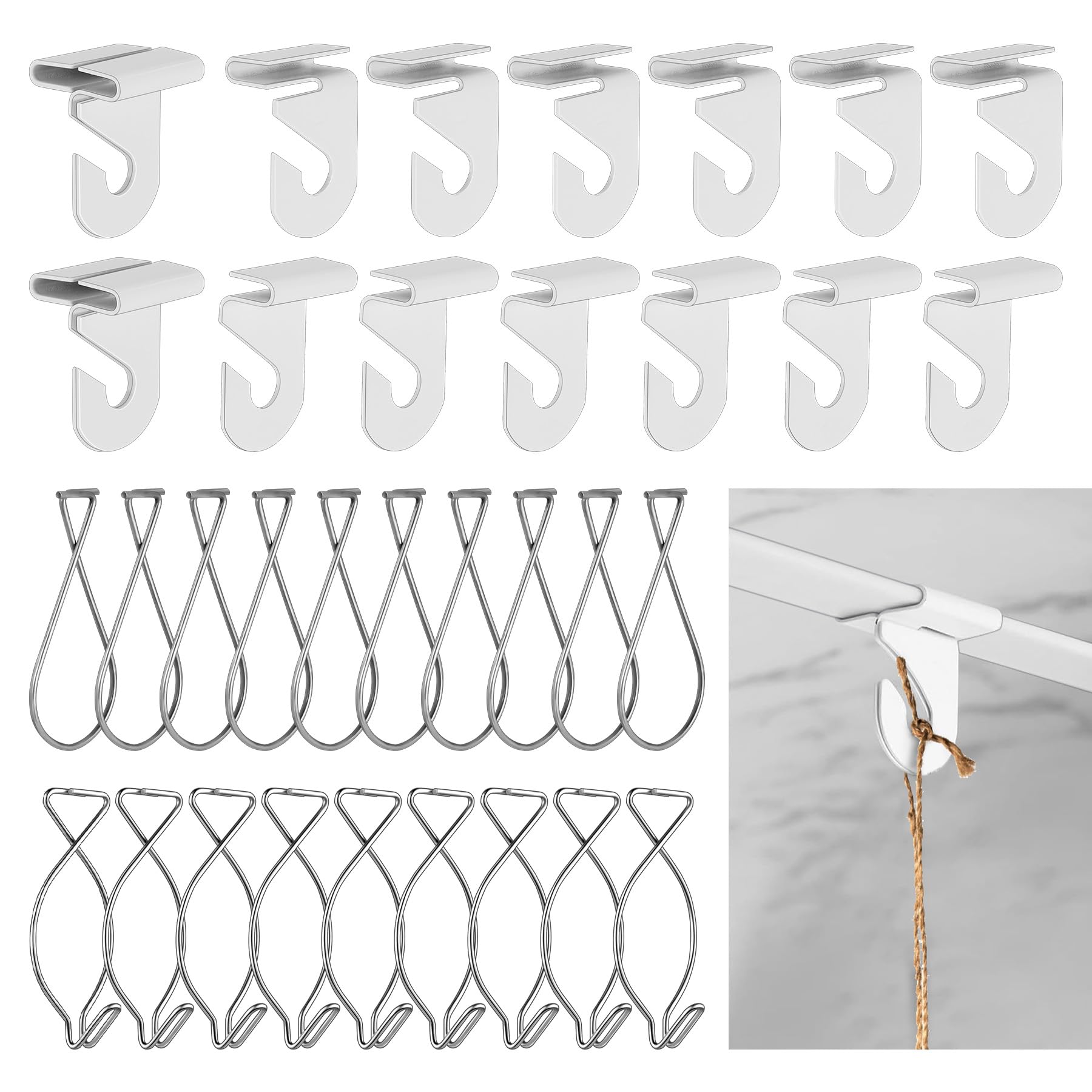 Philbinden 40Pairs PCS Drop Ceiling Hooks for Hanging,20 White Heavy ...