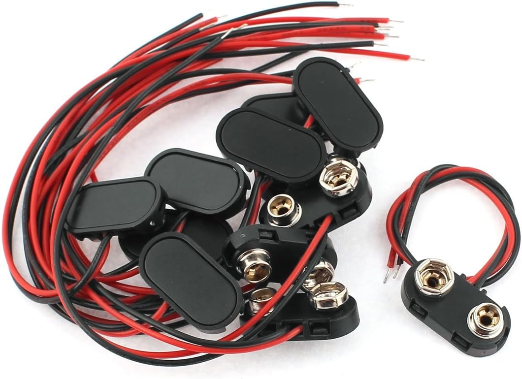 Amazon.com: uxcell 12 Pcs 9 Volt Battery Clip T-Type Shell Buckle ...
