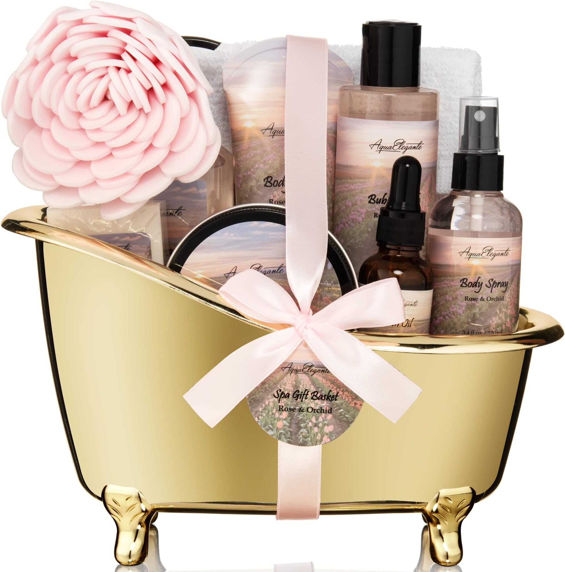Amazon.com : Bath Spa Gift Sets - Luxury Basket With Rose Oil & Orchid ...