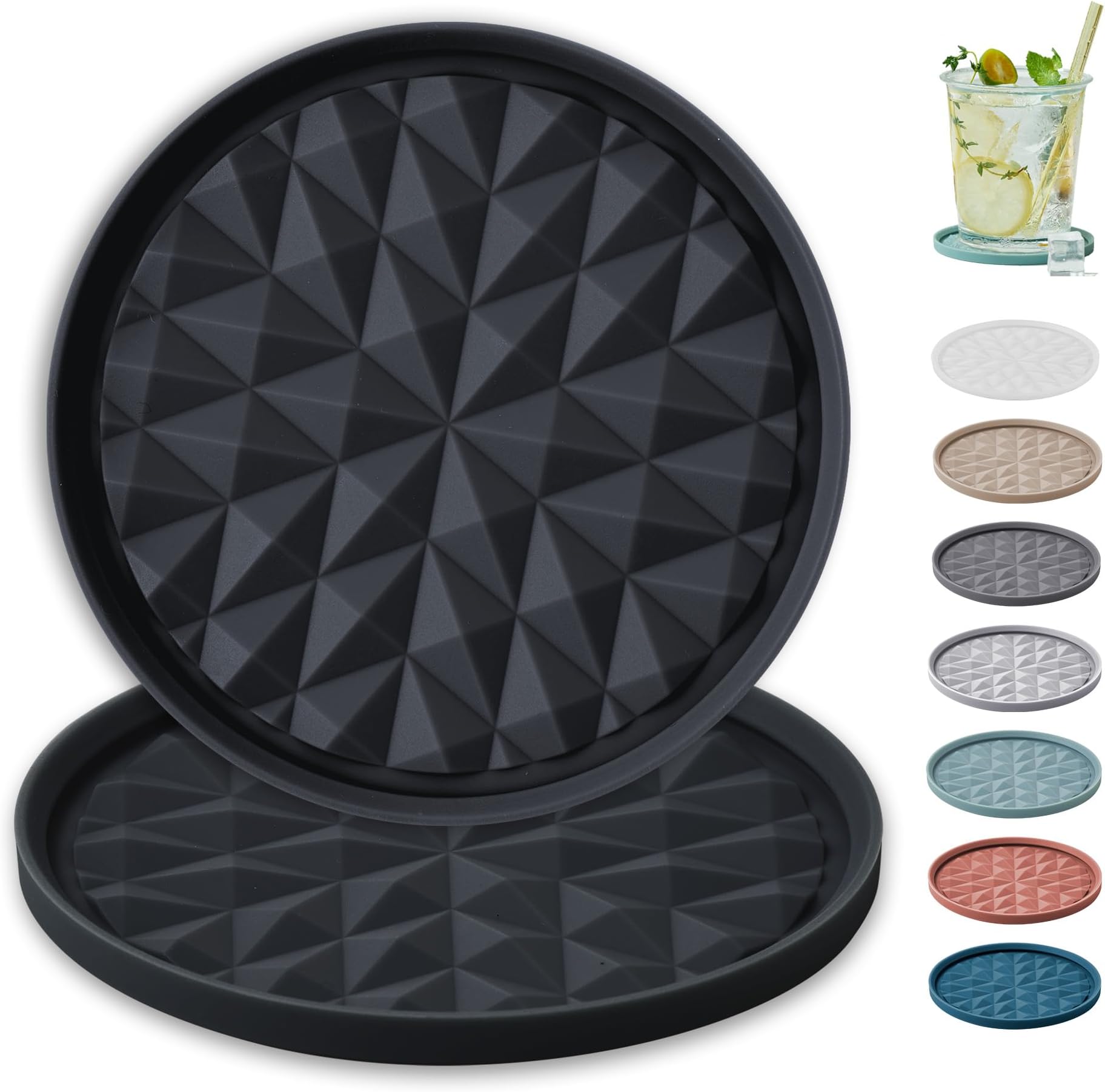 Amazon.com: Black Nature Stone Coasters Set of 2 - Desk Drink Coaster ...