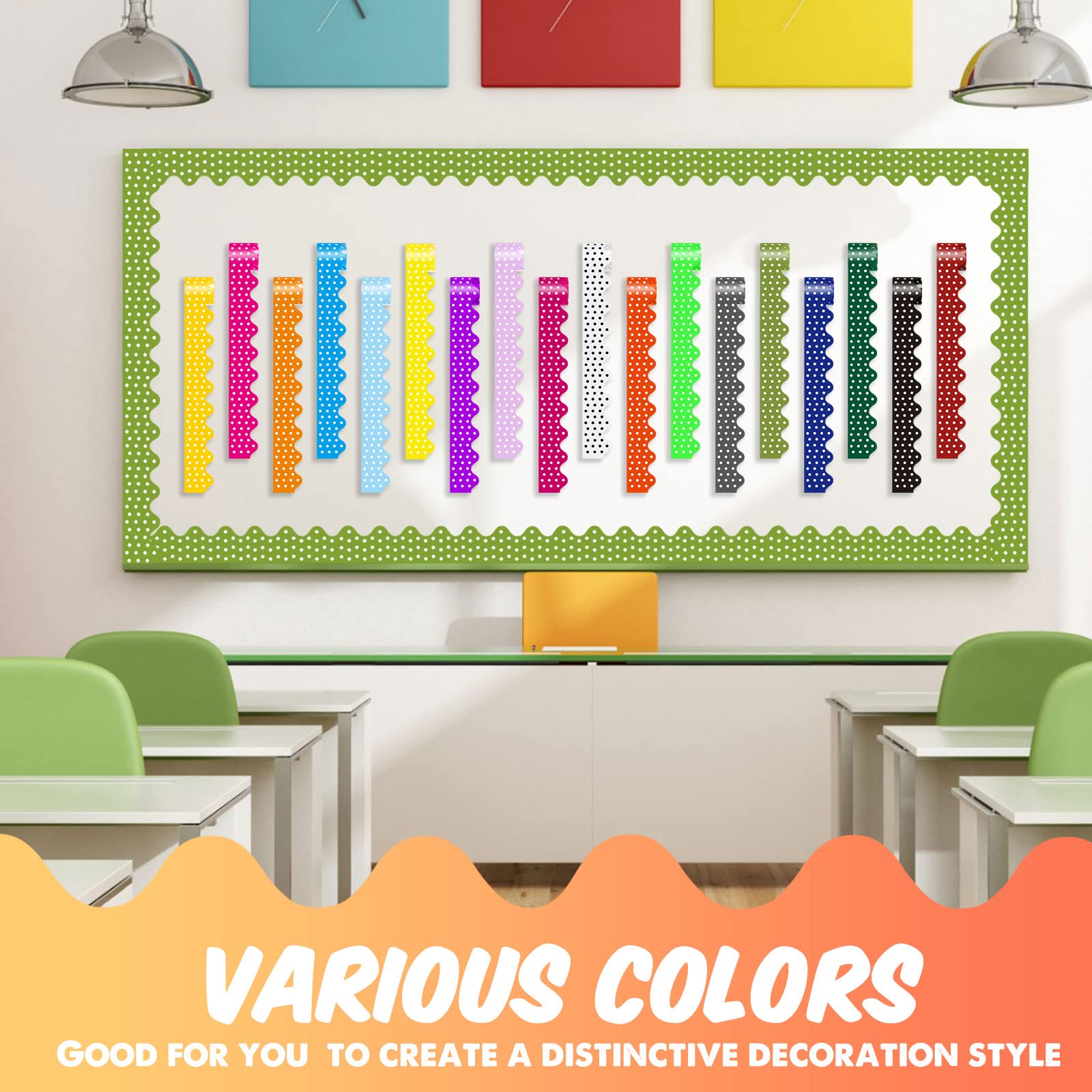 Snapklik.com : 18 Packs Scalloped Bulletin Board Borders In 18 Colors ...