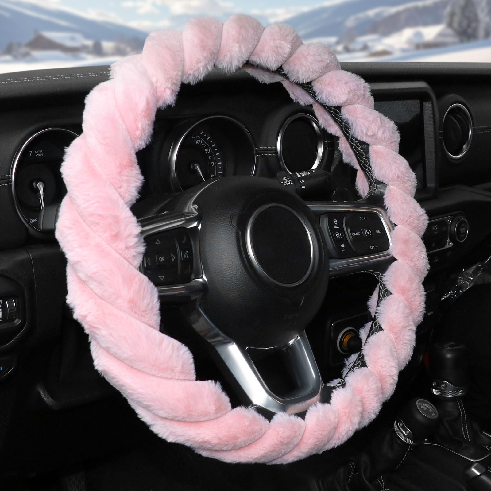 Snapklik.com : Fuzzy Steering Wheel Cover, Universal 15 Inch, Warm Cute ...