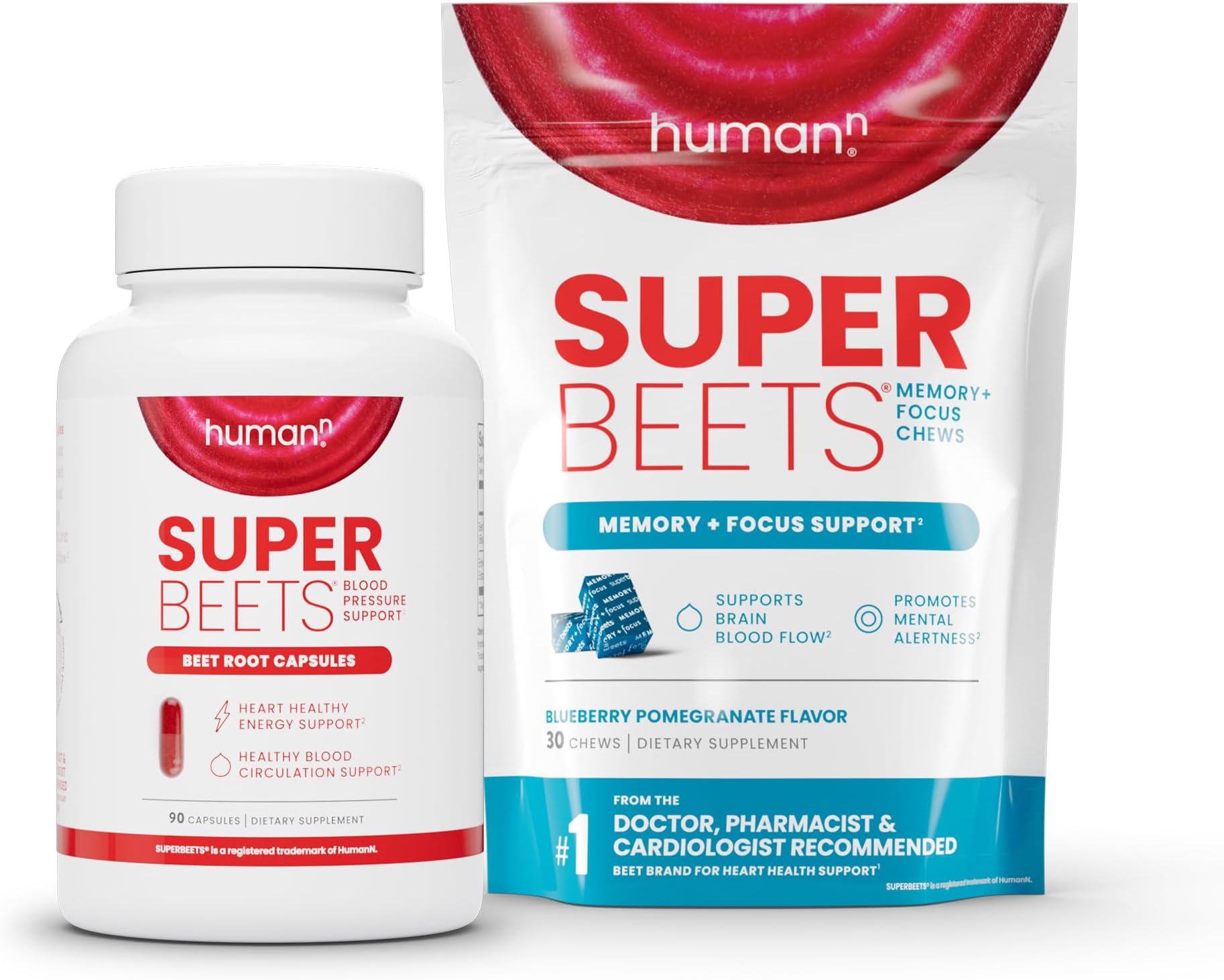 Amazon.com: HumanN SuperBeets Beet Root Capsules & Memory + Focus Chews ...