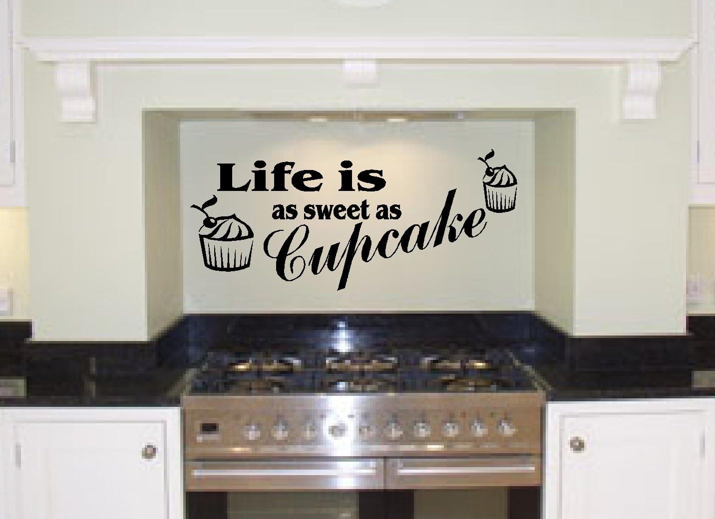 Amazon.com: Life is as sweet as cupcake. Wall art, decals, stickers ...