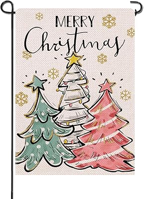 Amazon.com : Merry Christmas Garden Flag Christmas Tree Garden Flags ...