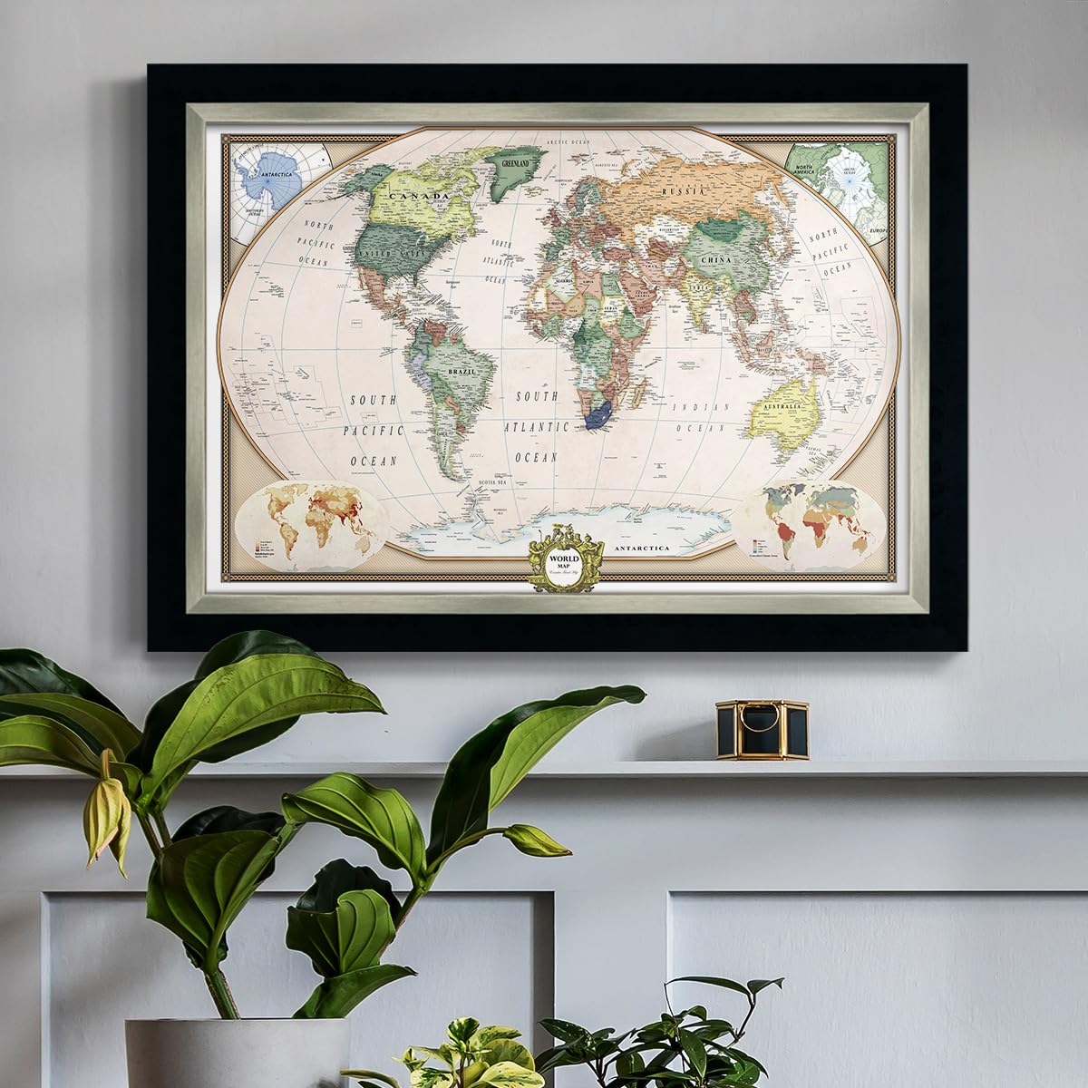 Snapklik.com : Renditions Gallery Colorful World Map Canvas Wall Art