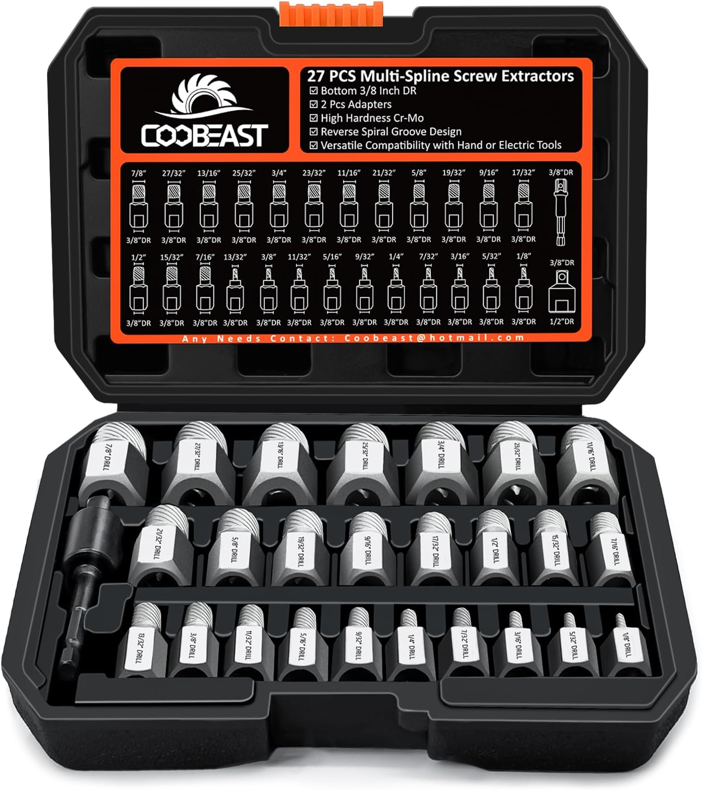 Coobeast 15Pcs Screw Extractor Set, Easy Out Bolt Extractor Kit with ...
