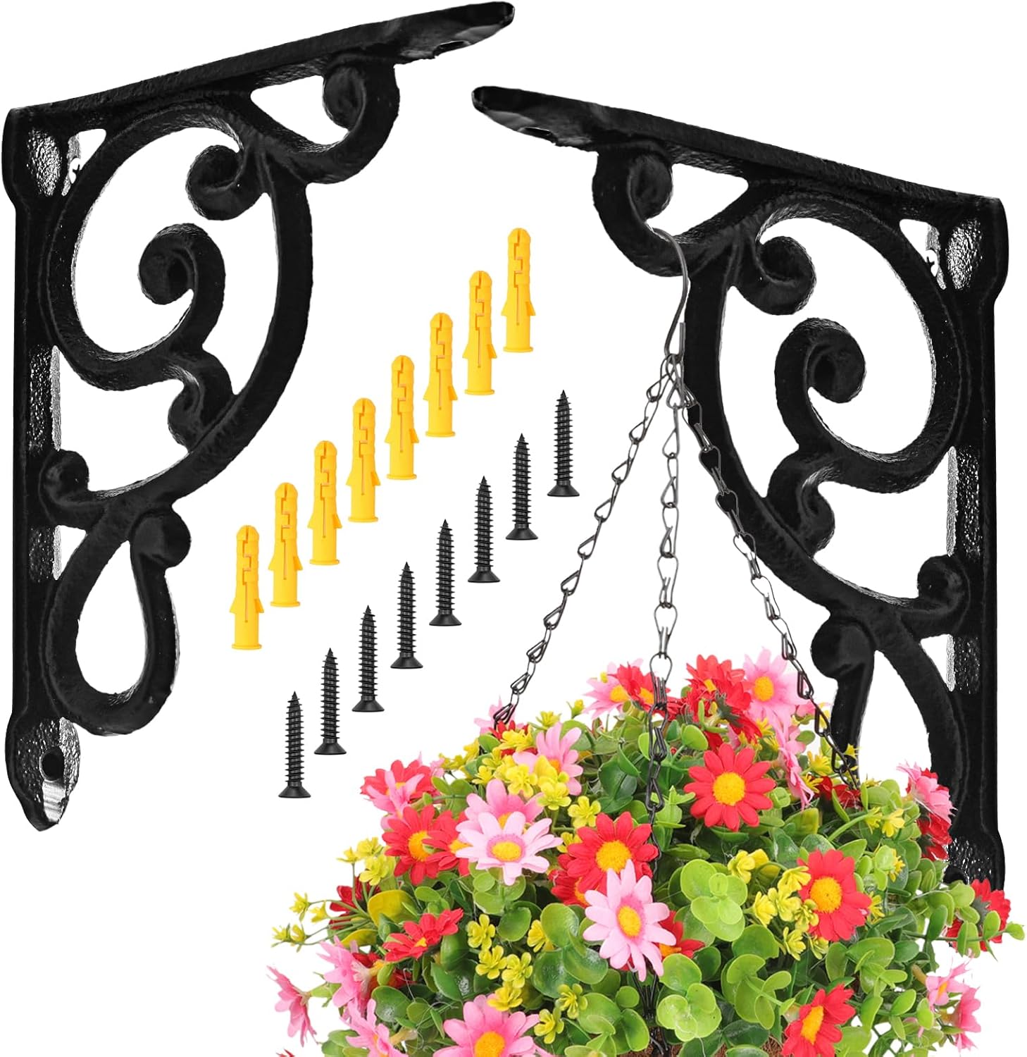 Amazon.com: rumdraw Hanging Plant Bracket, Outdoor Hanging Brackets，2 ...