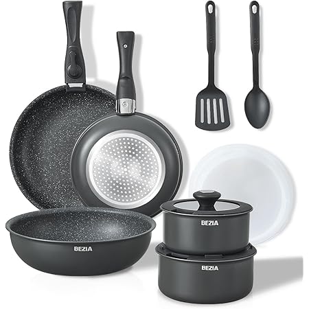 Amazon.com: Induction Cookware Set 13 Pieces, BEZIA Nonstick Pots and ...