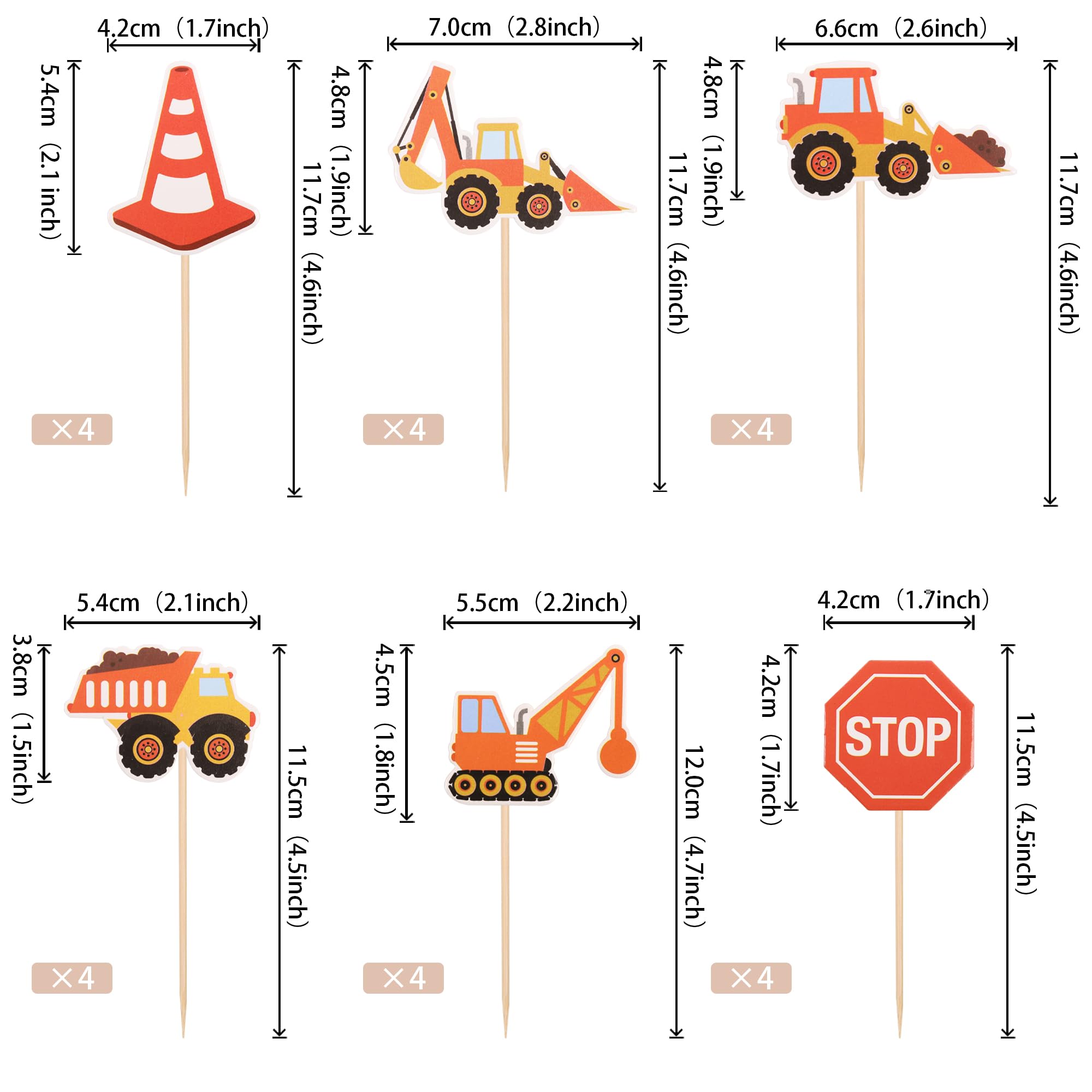 Snapklik.com : 25 PCS Construction Cupcake Toppers Construction Happy ...