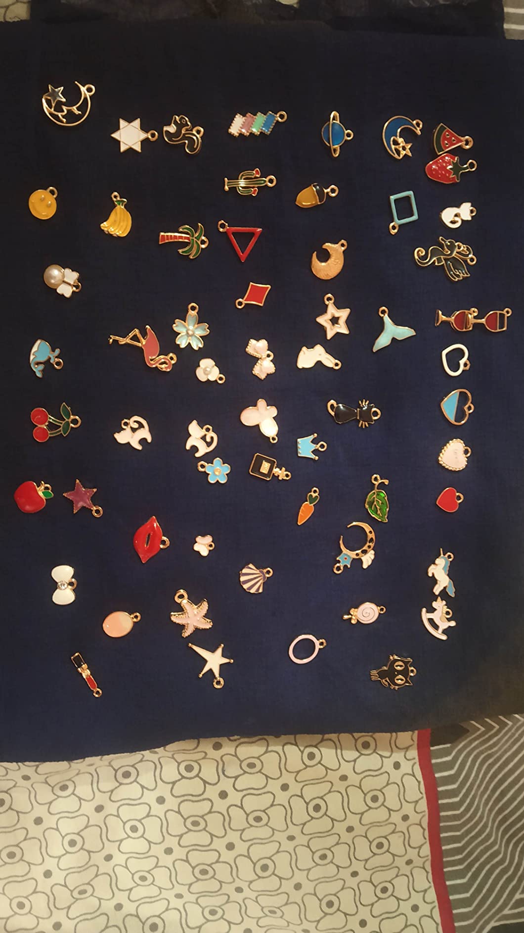 PALAY® Charms for Bracelet Making Gold Plated Enamel Animal Moon Star ...