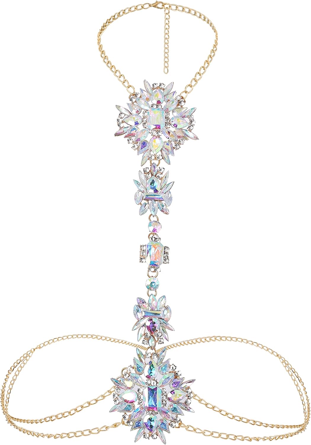 Amazon.com: Vivilly Crystal Chest Chain Gold Rhinestone Body Chain ...