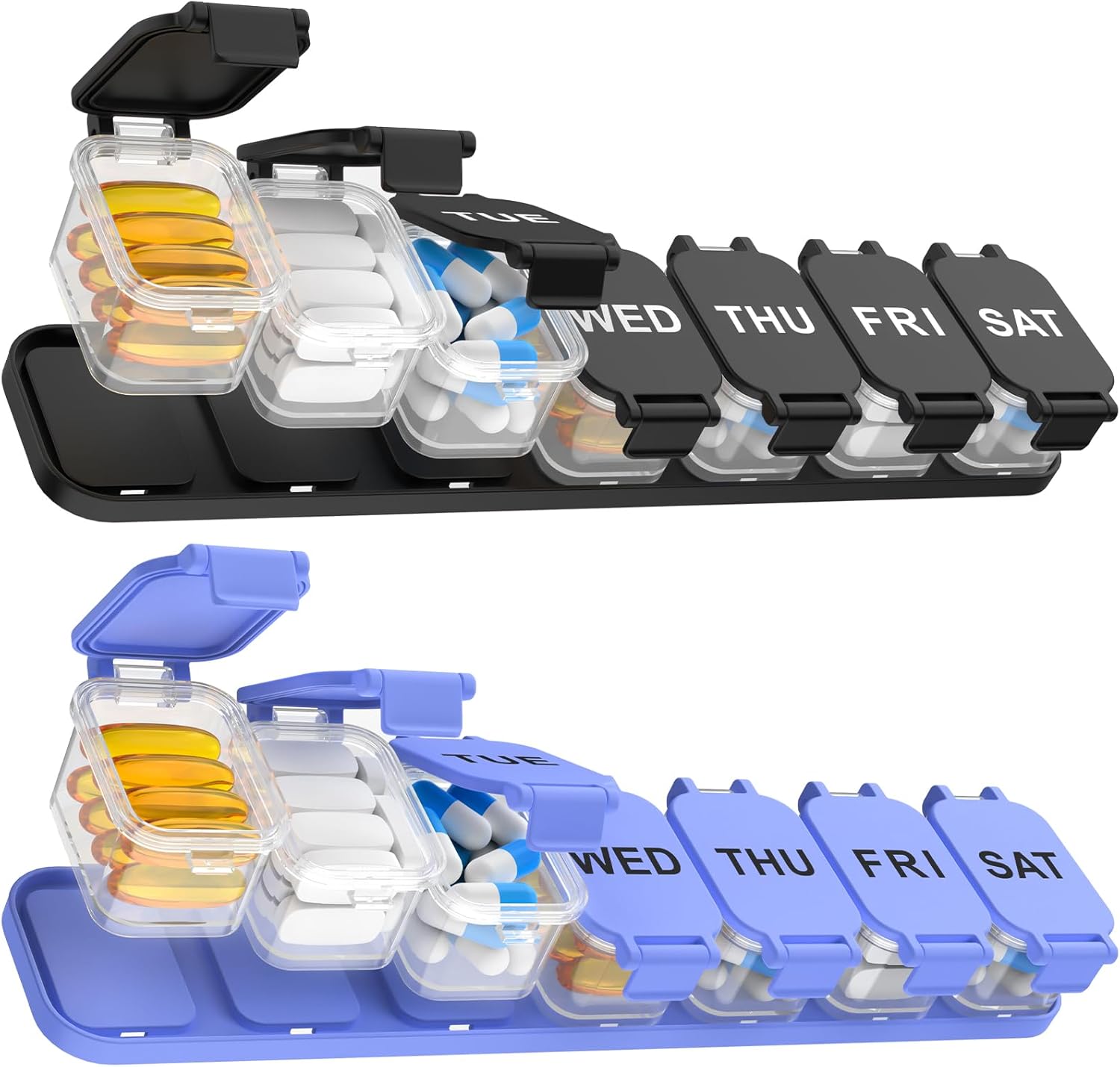 Amazon.com: 2-Pack Extra Large Weekly Pill Organizer, Travel Pill Box 7 ...