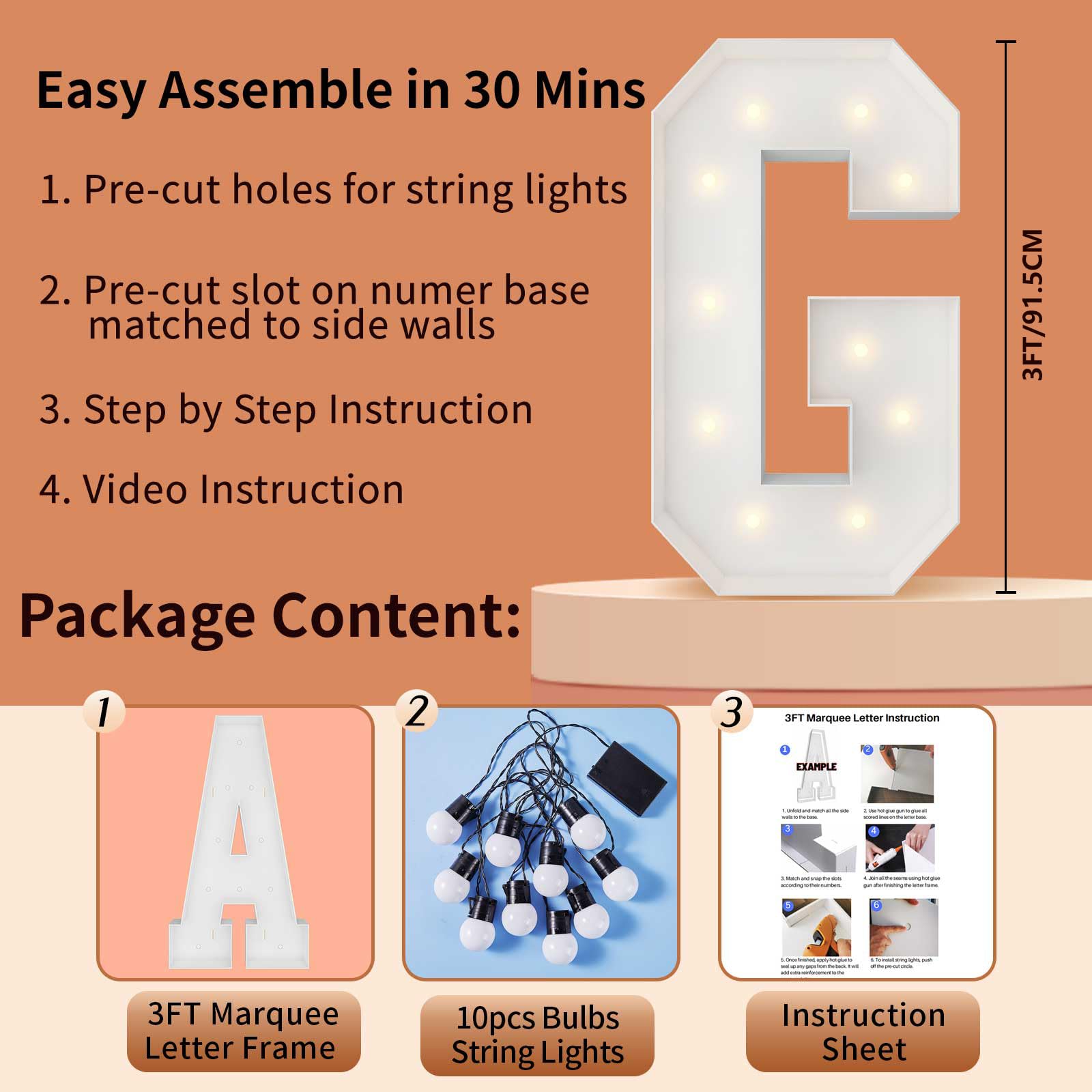 Snapklik.com : 3FT Marquee Light Up Letters, Large Marquee Letters ...