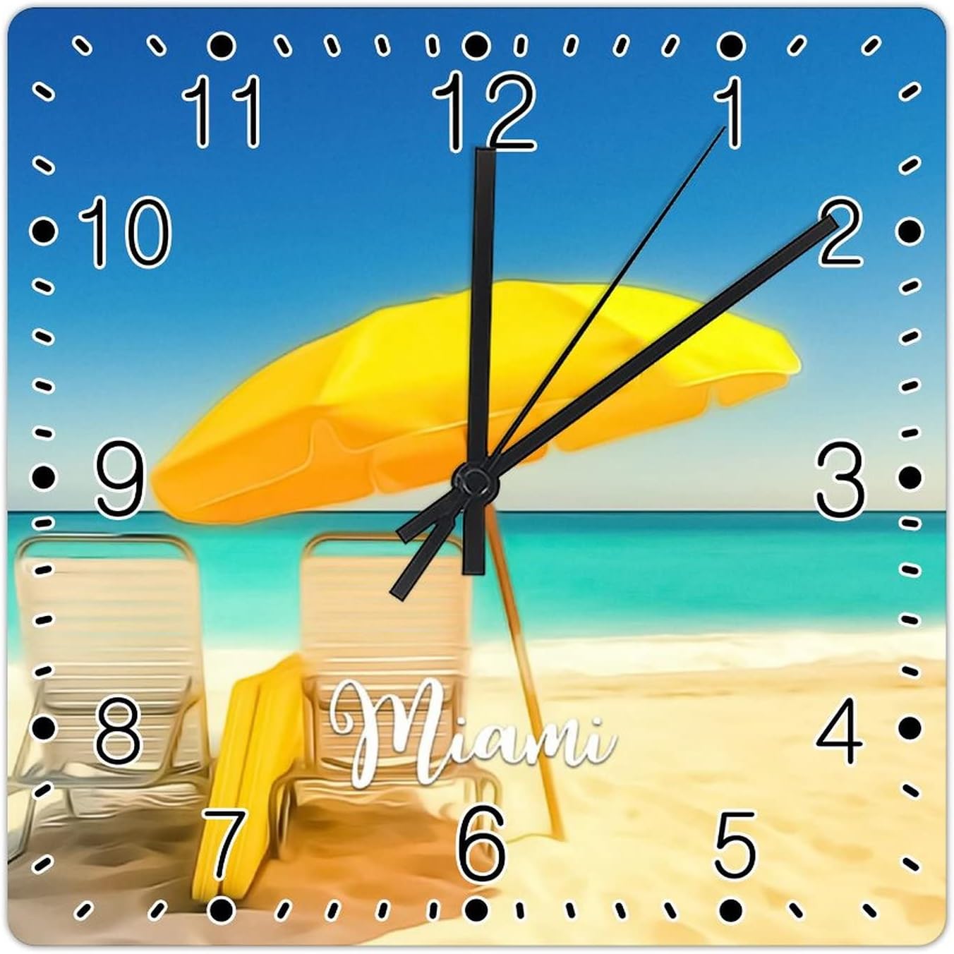 Amazon.com: Florida USA Cityscape Square Wall Clock Miami Beach Travel ...