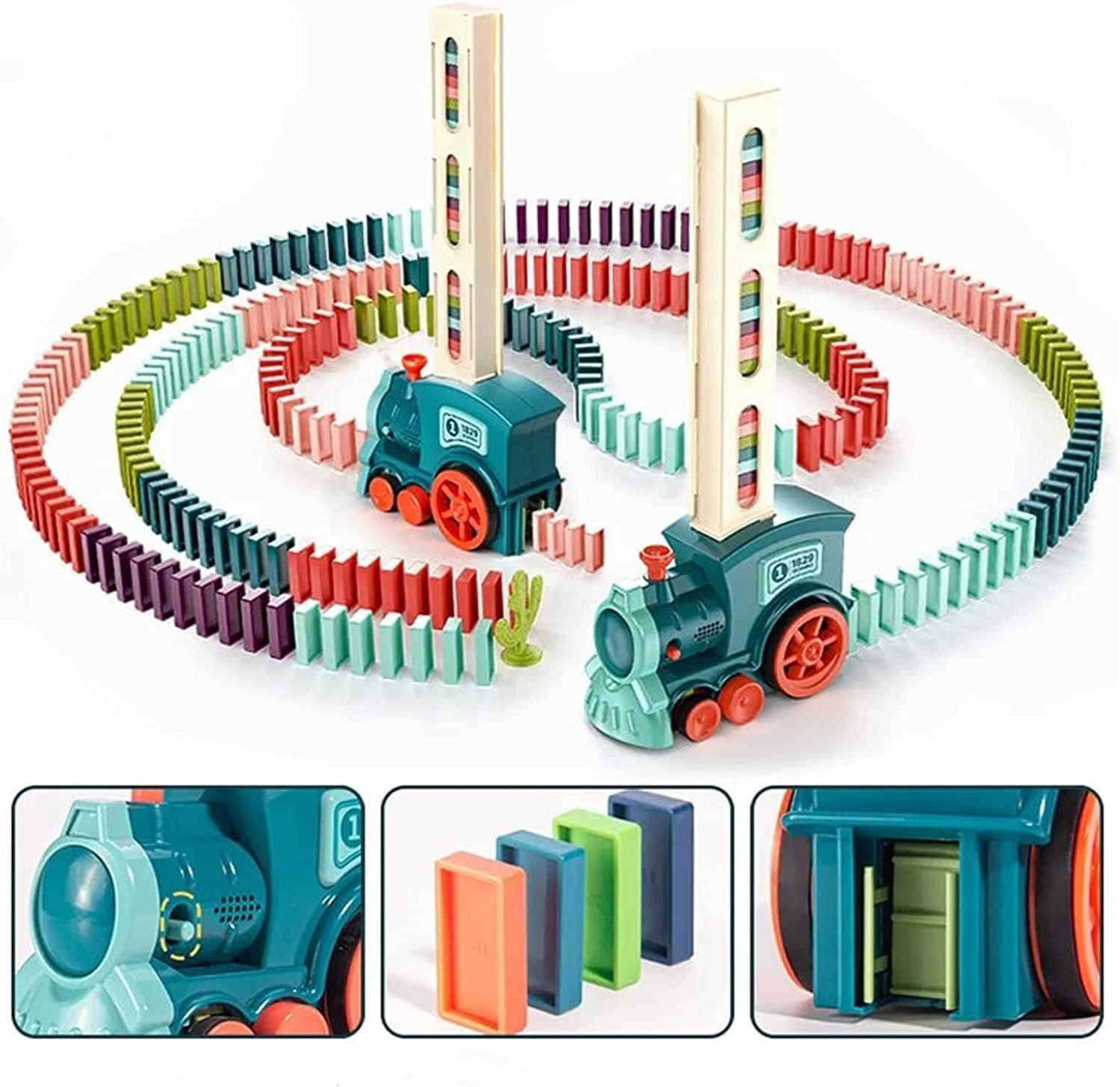 DMG Blocks Set, Domino Train Toy Set, Kids Domino Train with 60 ...