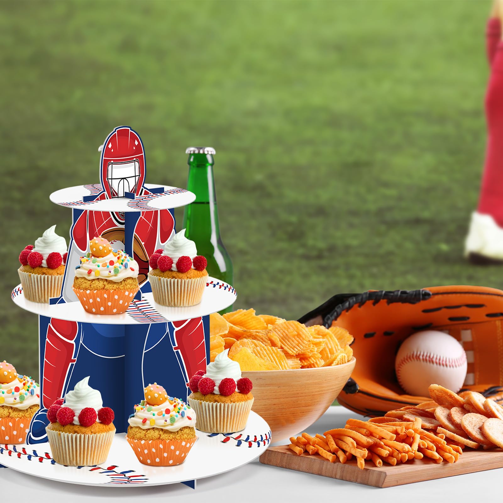Snapklik.com : Baseball Cupcake Stand Party Decorations 3 Tier Baseball ...