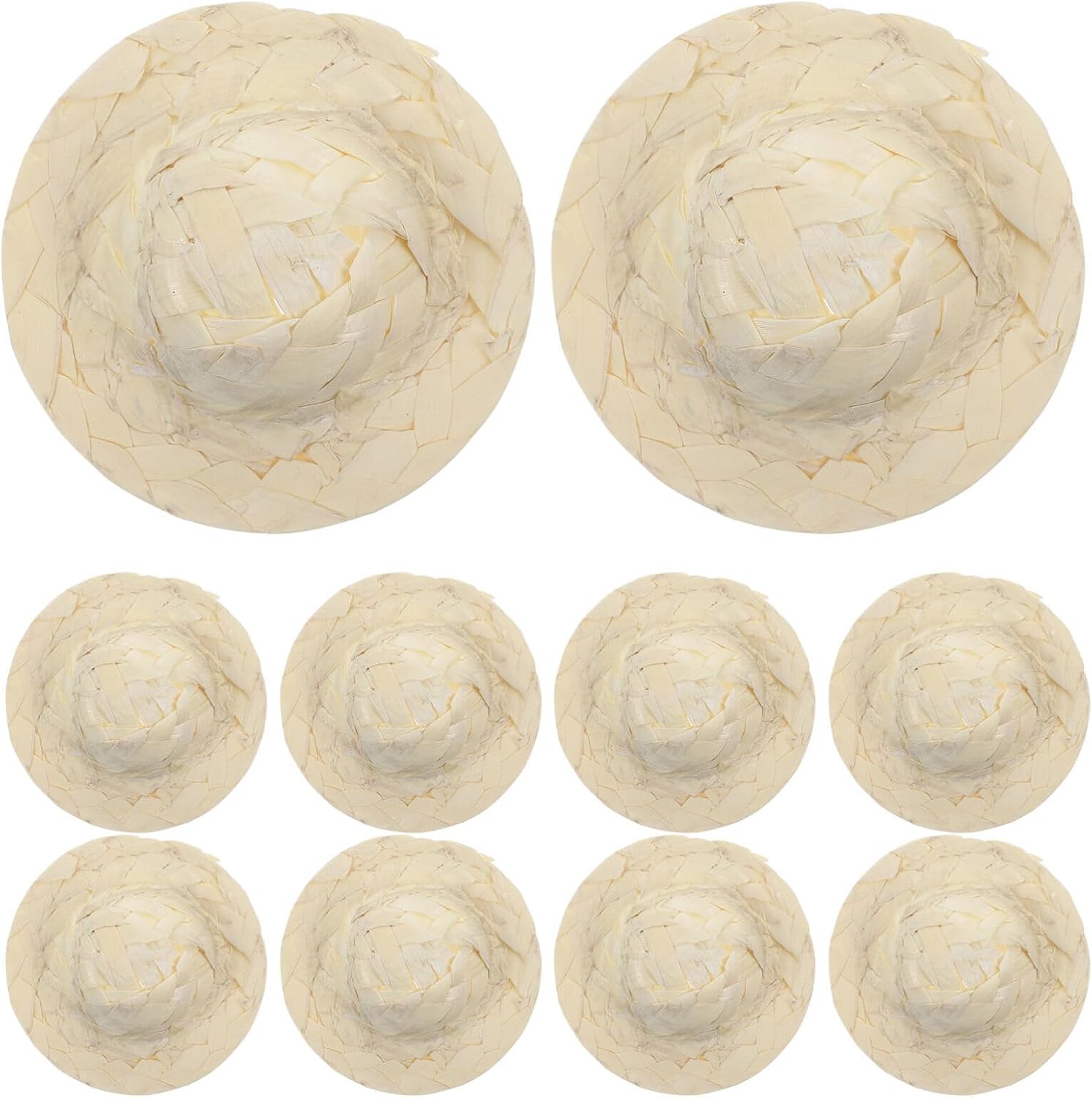 Amazon.com: MUCKLILY Mini Straw Hats 10Pcs Mini Imitation Straw ...