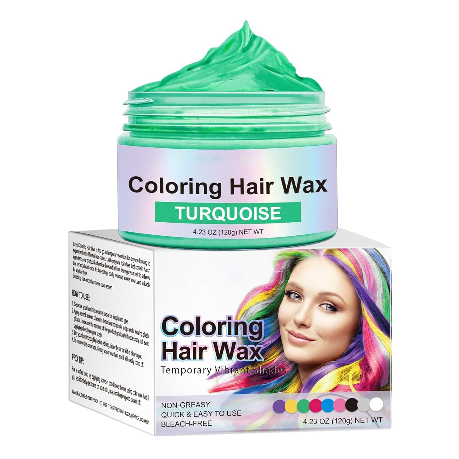 Cera temporal de 9 colores para el cabello, color azul, morado, rosa ...