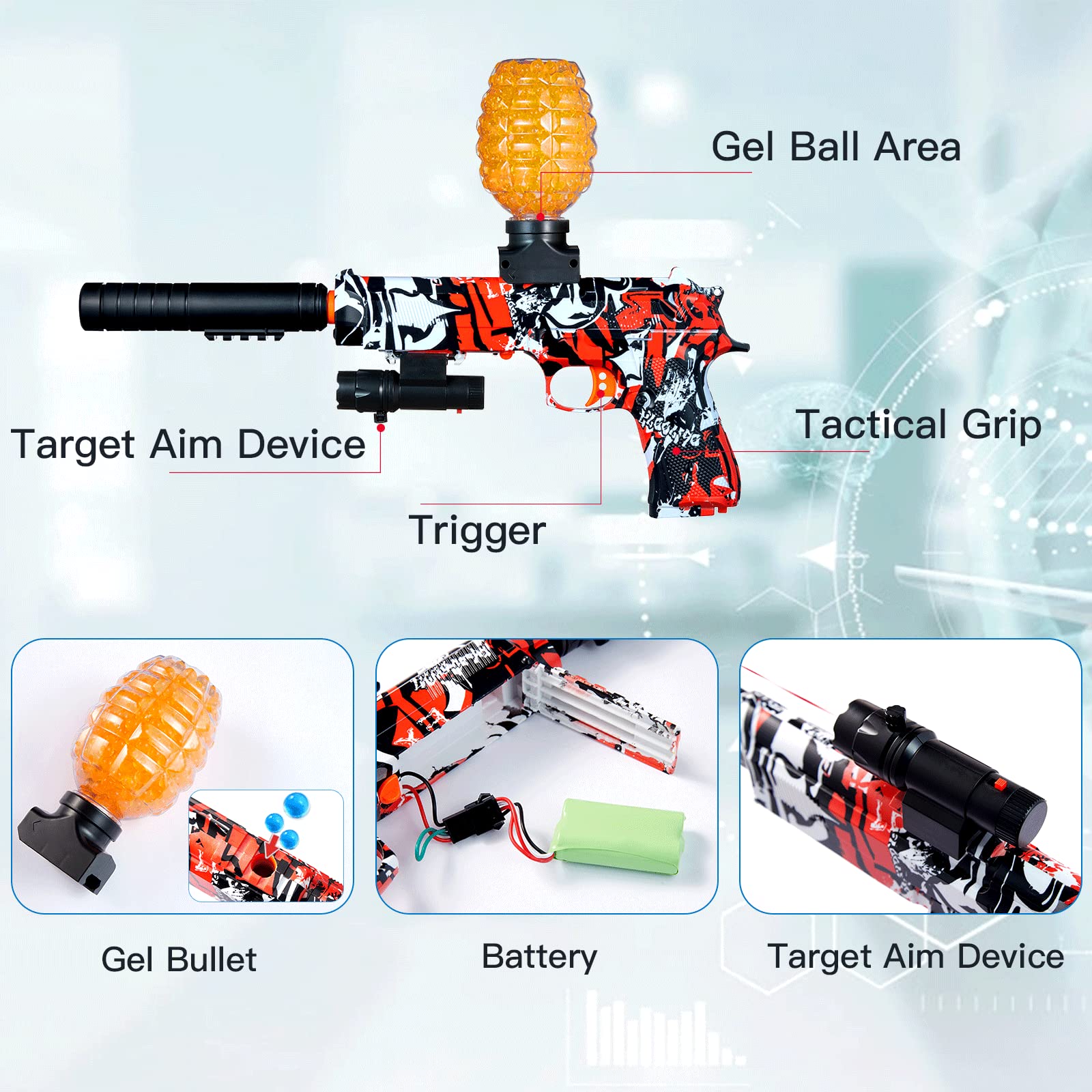 Electric Gel Gun Blaster - iTetimi Gel Ball Blaster with 10,000 Water ...
