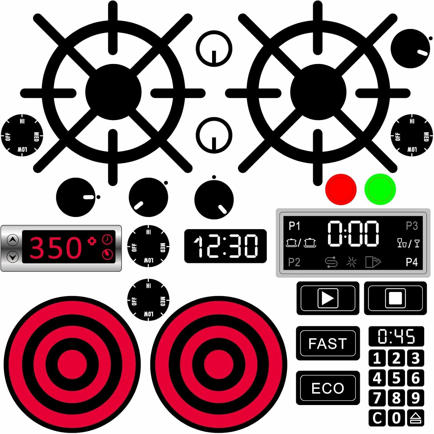 Amazon.com: Play Kitchen Decals Stove Cooker Microwave Oven Stickers Vinyl Toy Stove Sticker DIY ...