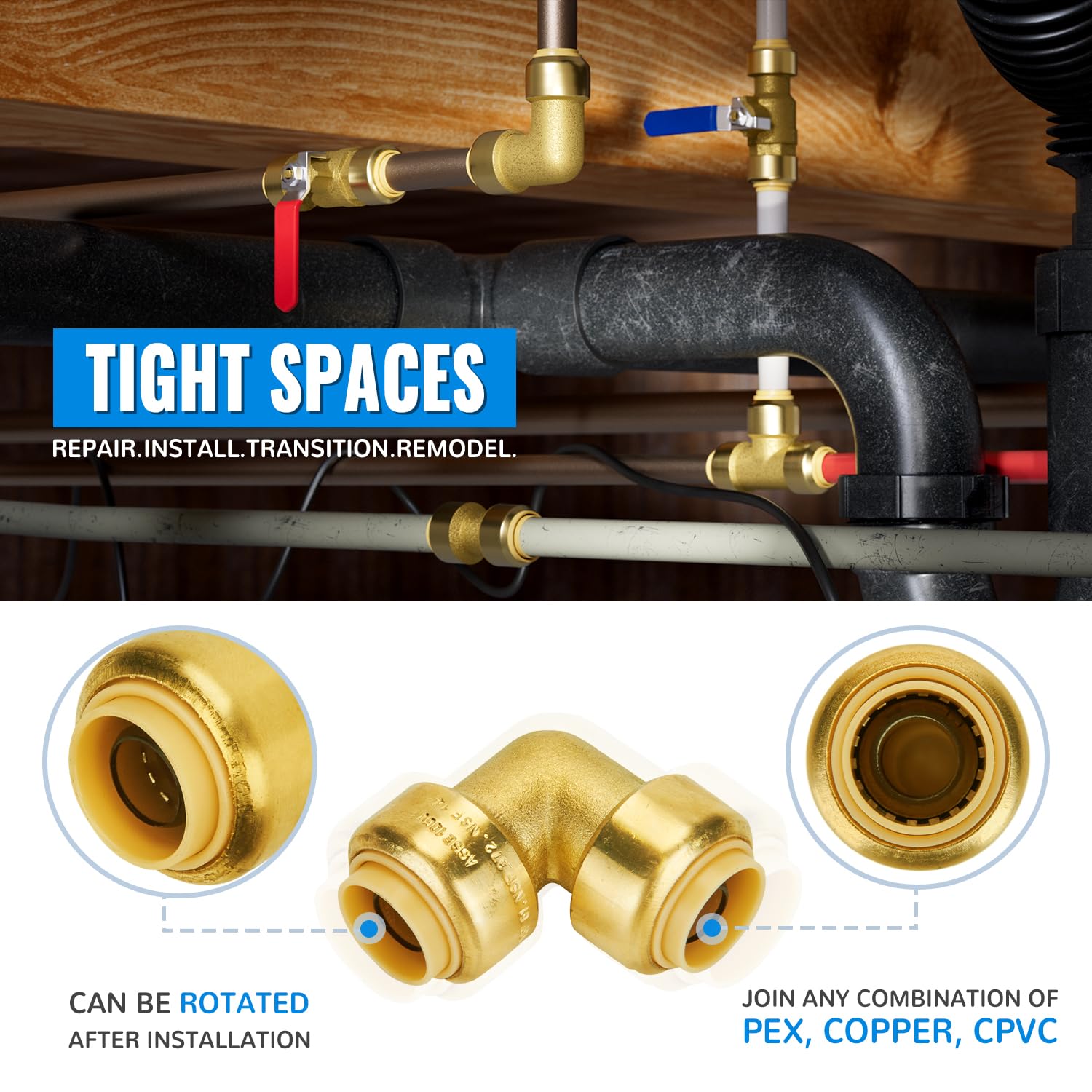 Snapklik.com : SUNGATOR 1/2 Inch 90 Degree Elbow, Push Pex Elbow 1/2 ...