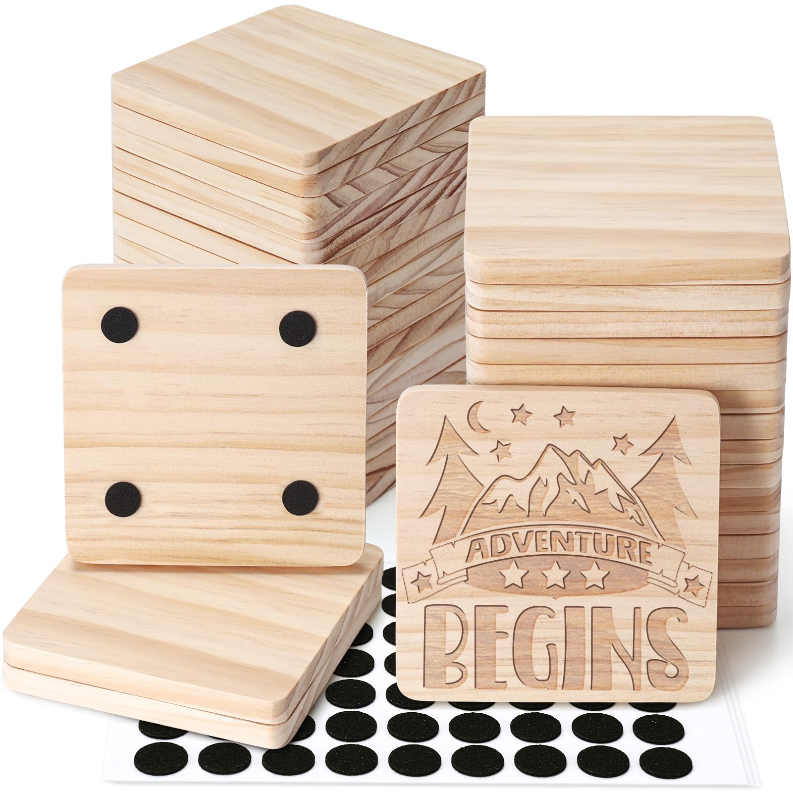 Amazon.com: 36 Pieces Unfinished Wood Coasters, GOH DODD 4 Inch Wooden ...