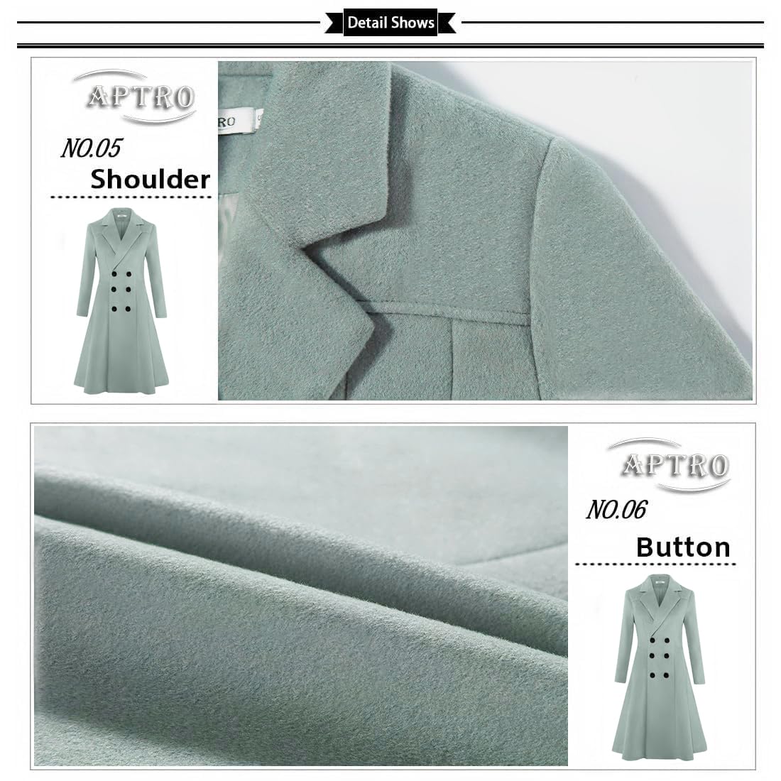 Snapklik.com : Womens Winter Long Wool Dress Coat Double Breasted ...