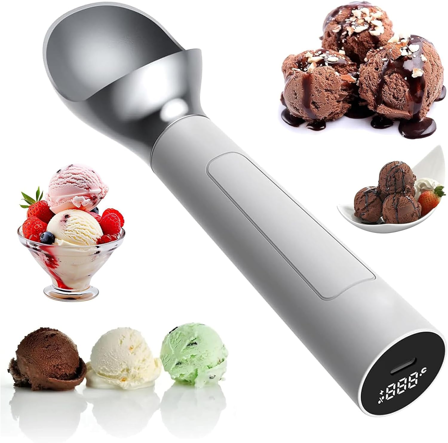 Amazon.com: Heated Ice Cream Scoop, Rechargeable Icecream Scoop with ...