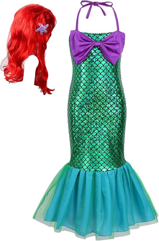 Amazon.com: Mufeng Kids Girls Mermaid Princess Dress Halloween Cosplay ...