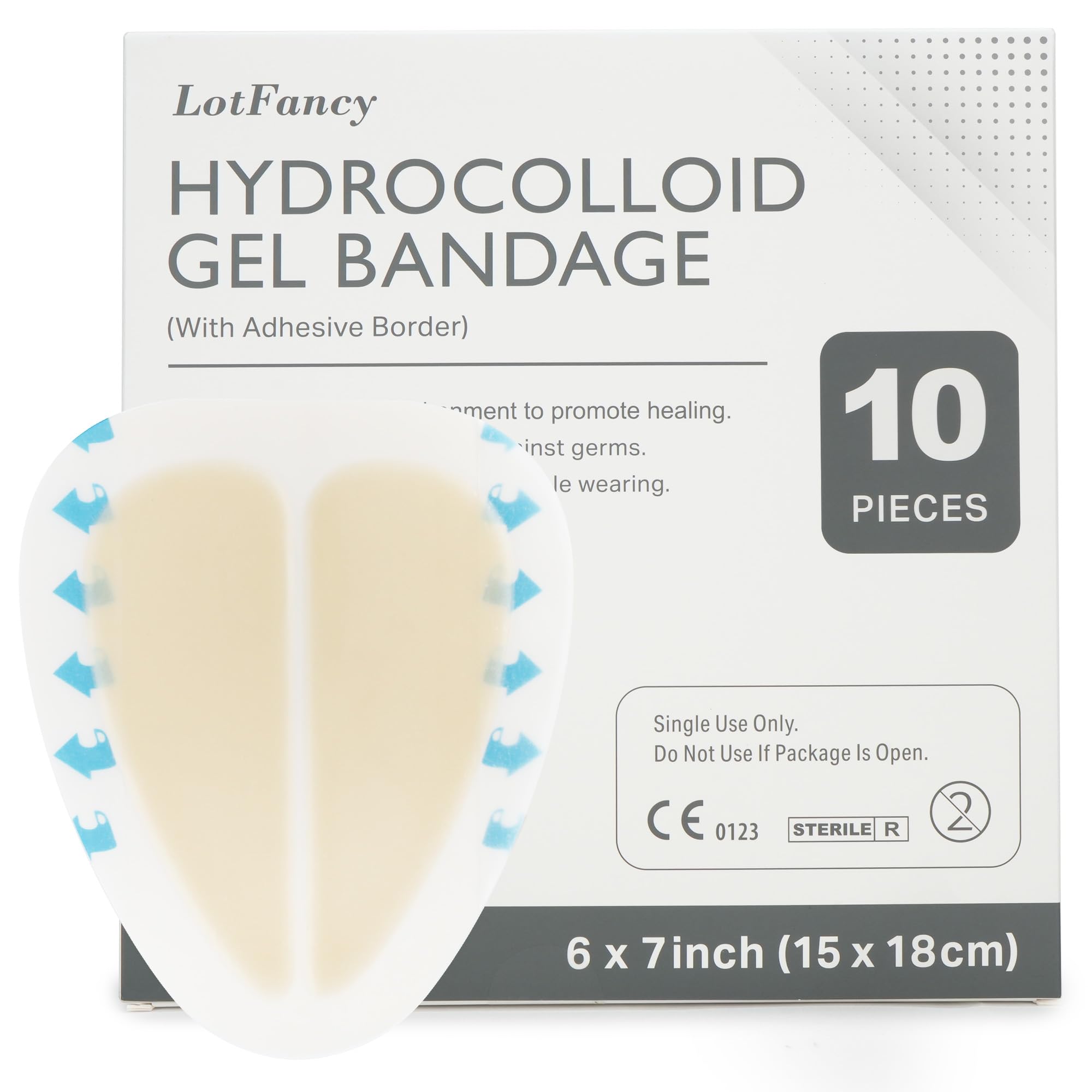 Amazon.com: LotFancy Sacral Hydrocolloid Dressing, 6”x7”, Pack of 10 ...