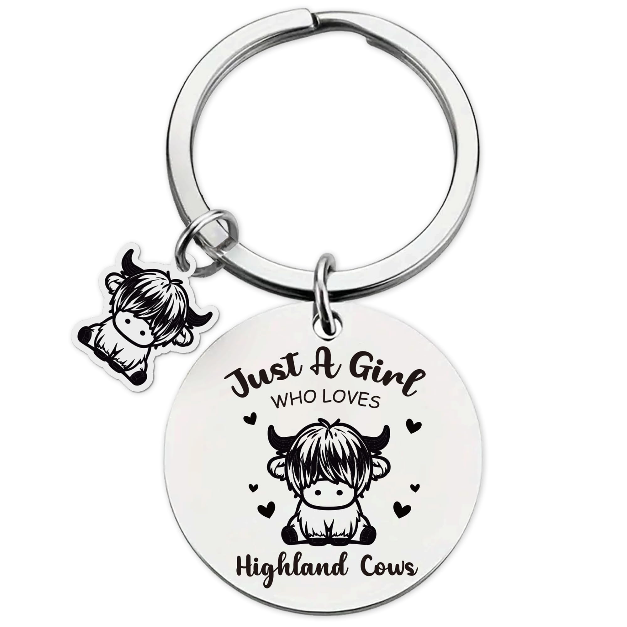 Amazon.com: Highland Cows Keychain for Women - Silver Just A Girl Who ...