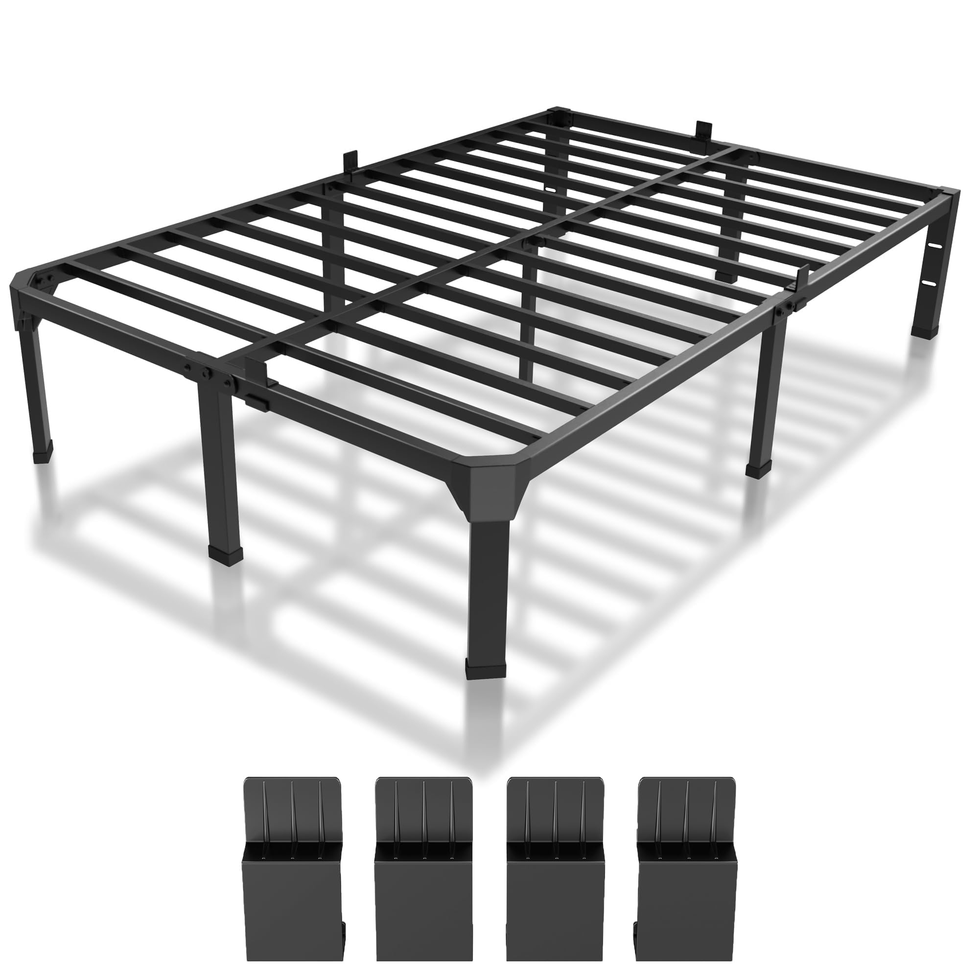 18 Inch Metal King Size Bed Frame with Mattress Slide Stopper - Double ...