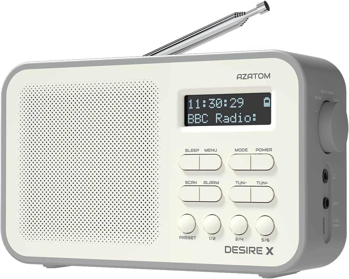 DAB DAB+ FM Digital Radio, Portable, Dual Alarm, Battery & Mains, AUX ...