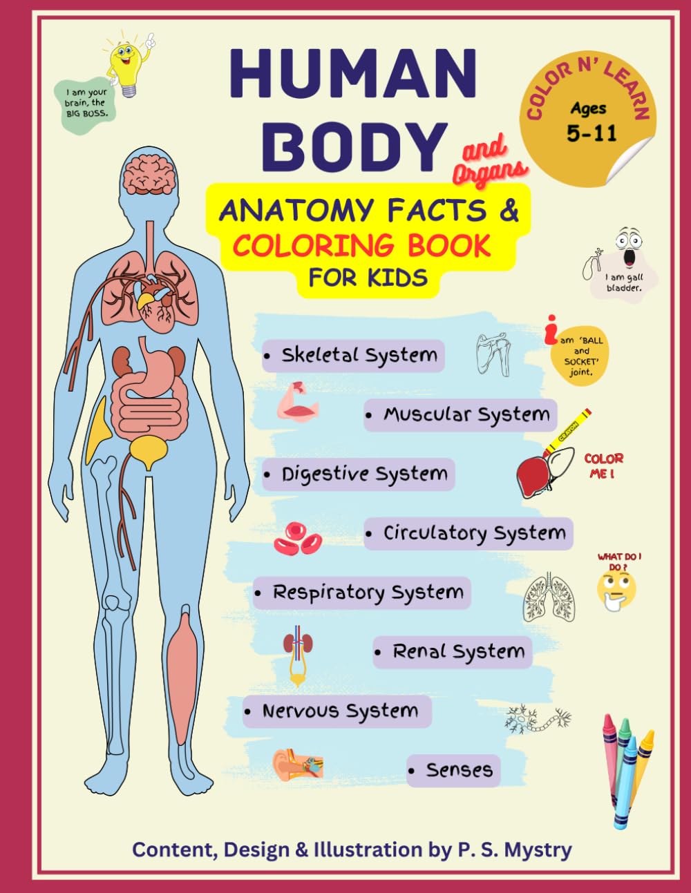 Human Body and Organs Coloring Book for Kids: Human Anatomy Biology ...