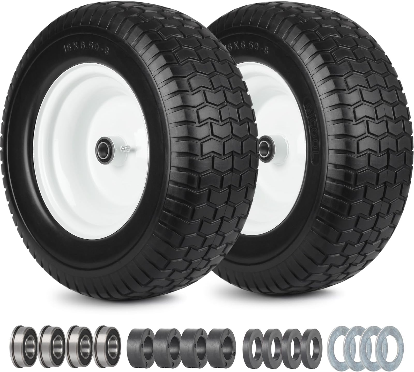 Amazon.com: 2 New Solid 8x3.00-4 Flat-Free Smooth T161 Tires w/Steel ...