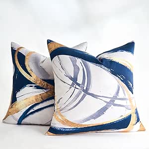 Amazon.com: Wosendy Navy Blue Abstract Pillow Covers 18x18 inch ...