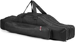 3 Layers Fishing Pole Bag Portable Folding Rod Carry Case Fishing Reel Tackle Storage Bag Case ...