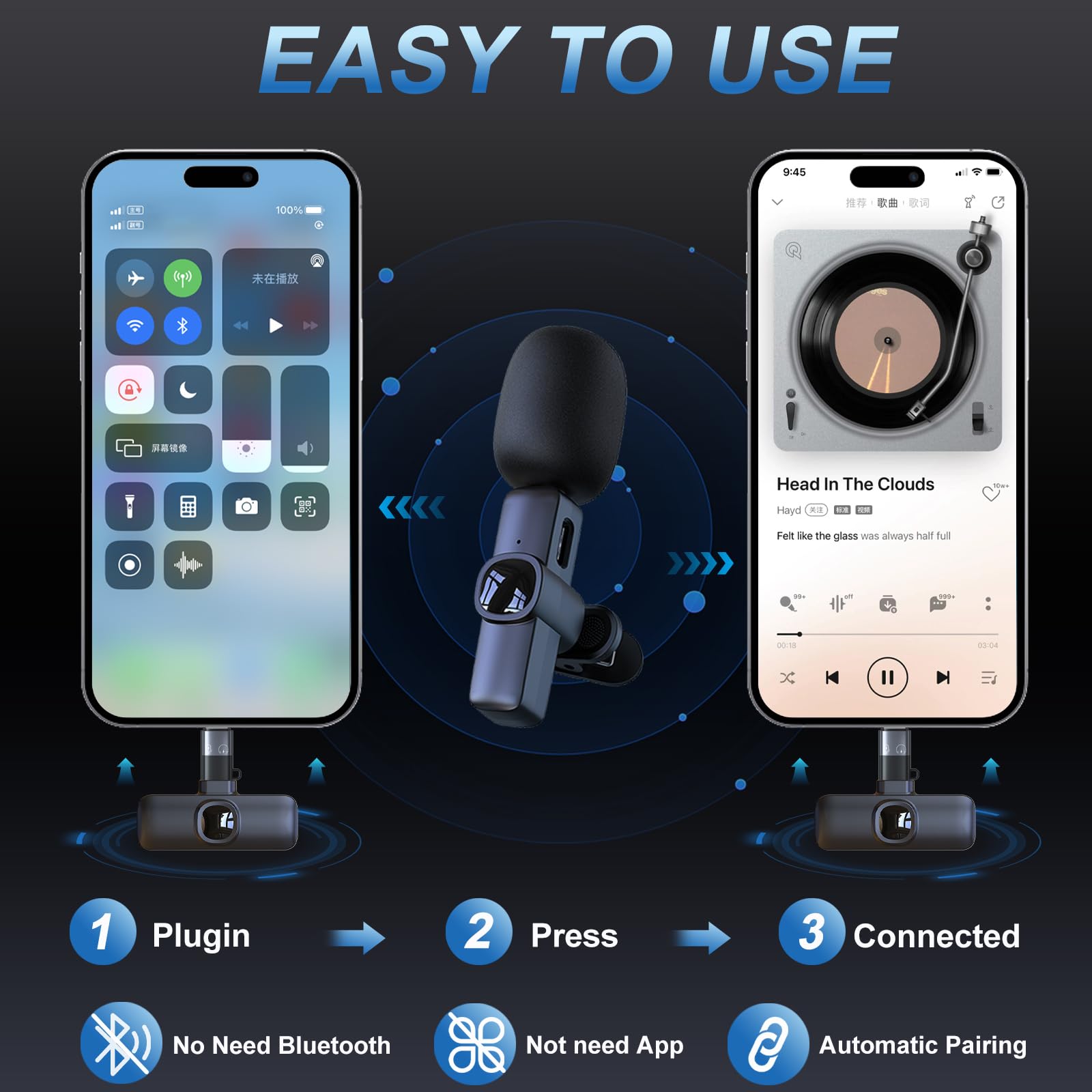 Live Streaming Mic EKIEUDL Professional For IPhone, IPad-Cordless ...