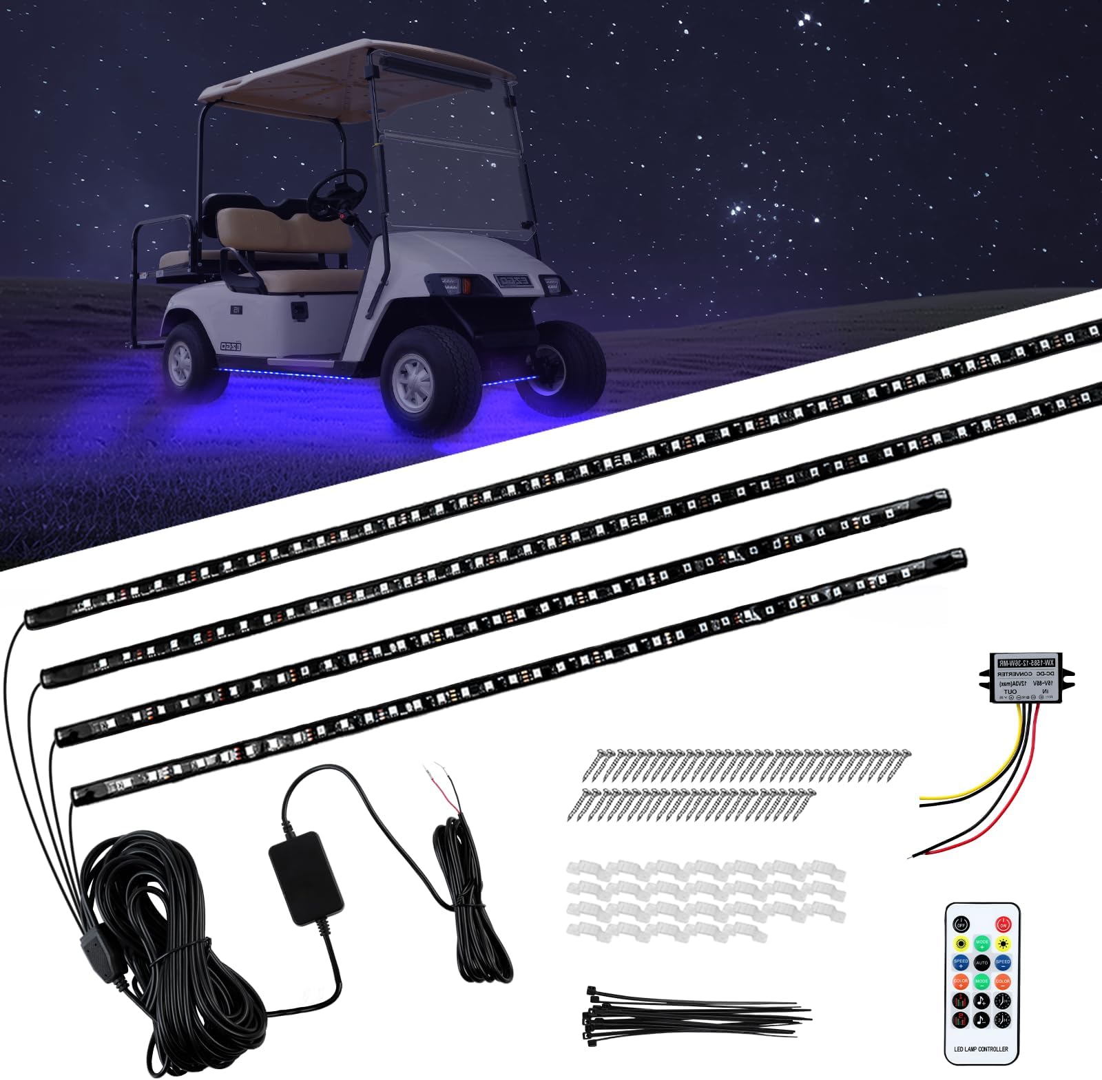 Amazon.com: Golf Cart LED Underglow Strip Lights Underbody Neon Light ...