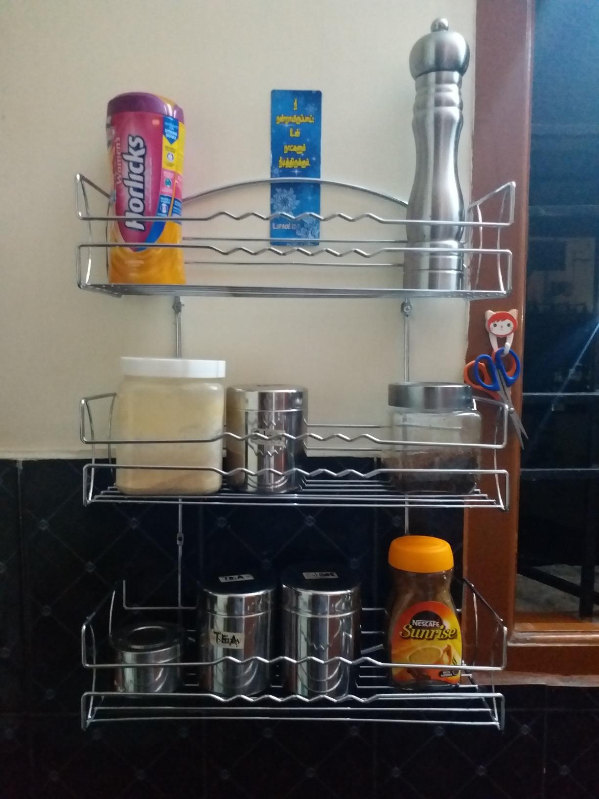 Callas Wall Mounted Kitchen Spice Rack/Storage Rack, 3-Tier Chrome ...