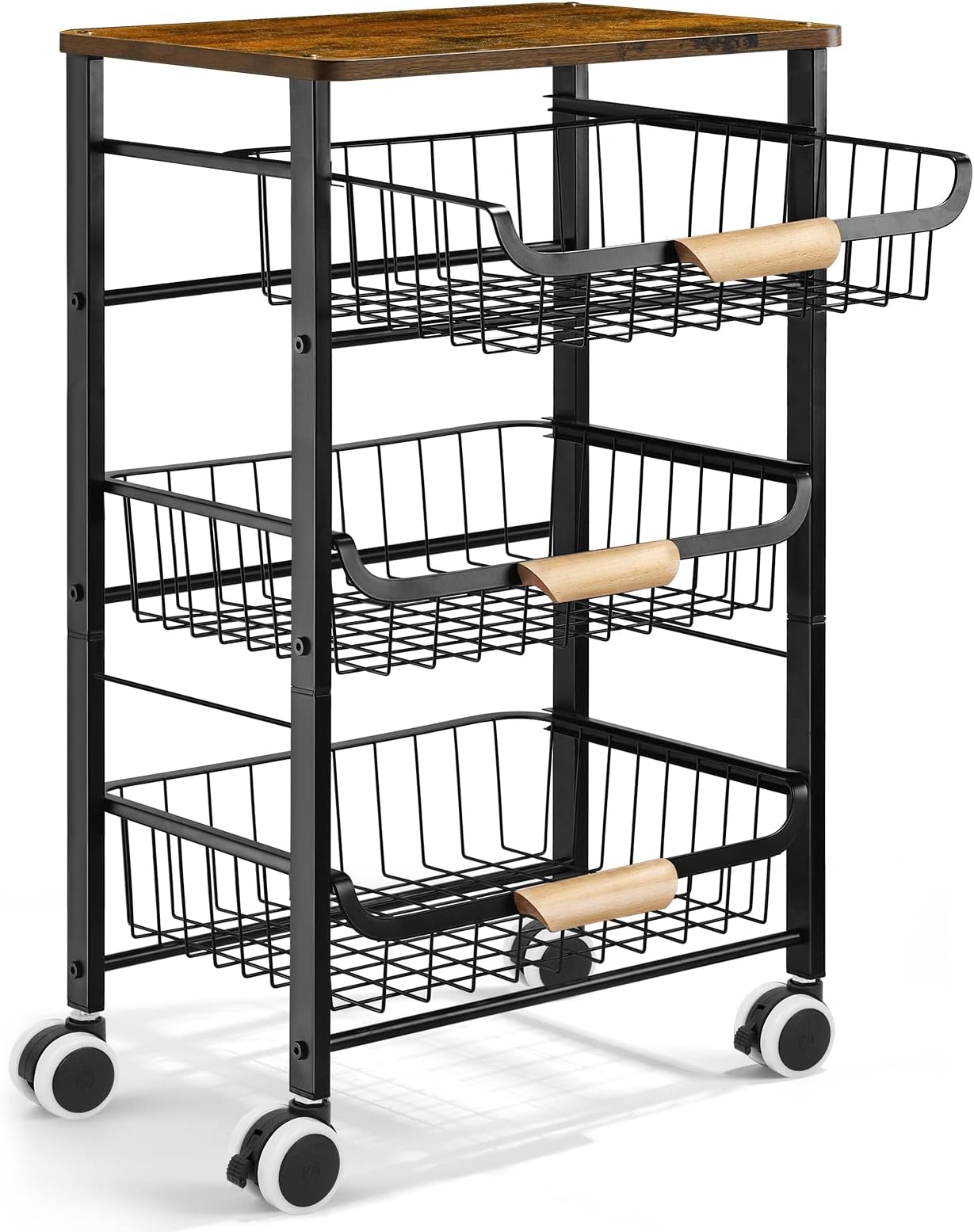 Amazon.com: Kitchen Storage Cart on Wheels 4 Tier Utility Rolling Cart ...